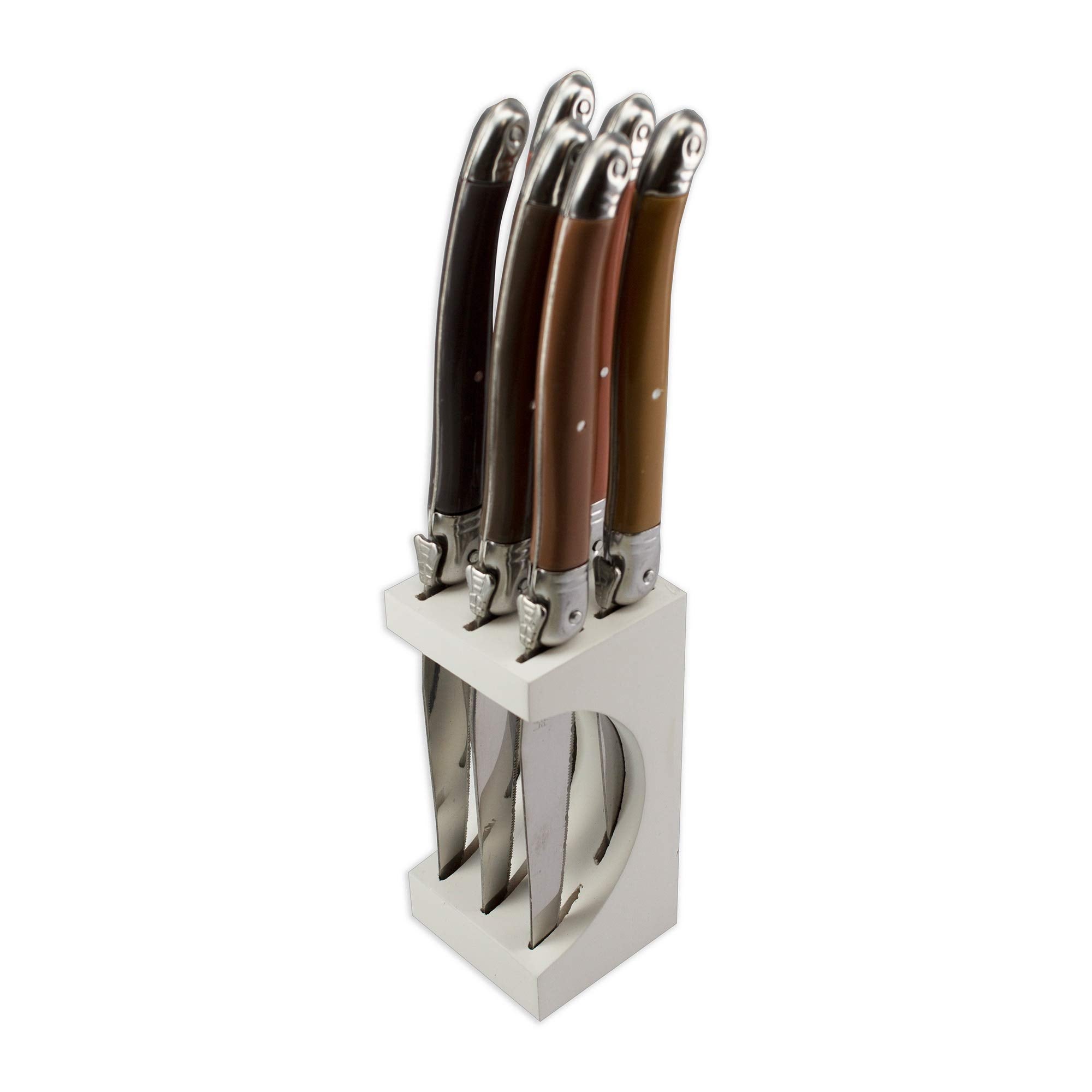 Laguiole Production - Ceppo 6 coltelli da bistecca - Con blocco in ...