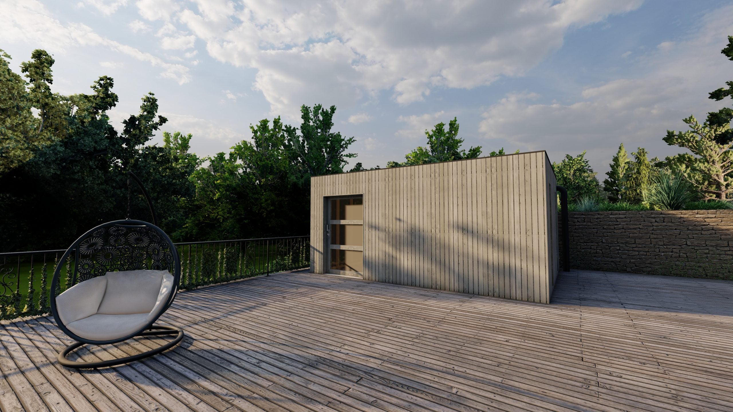 Abri de jardin QUADRO en Ossature Bois : Bardage SRN 20x70 gris | 5x4m ...