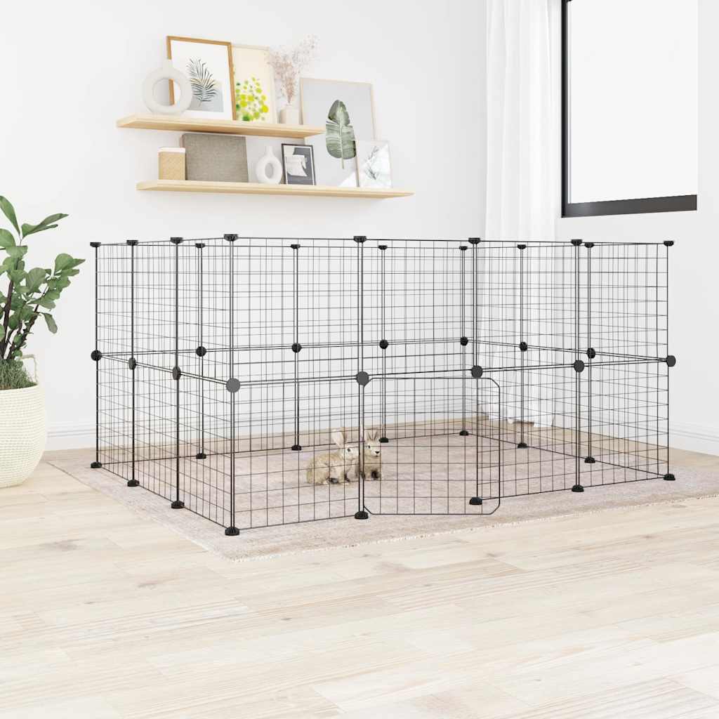 Cage animaux de compagnie à 28 panneaux et porte Noir 35x35 cm | Leroy ...