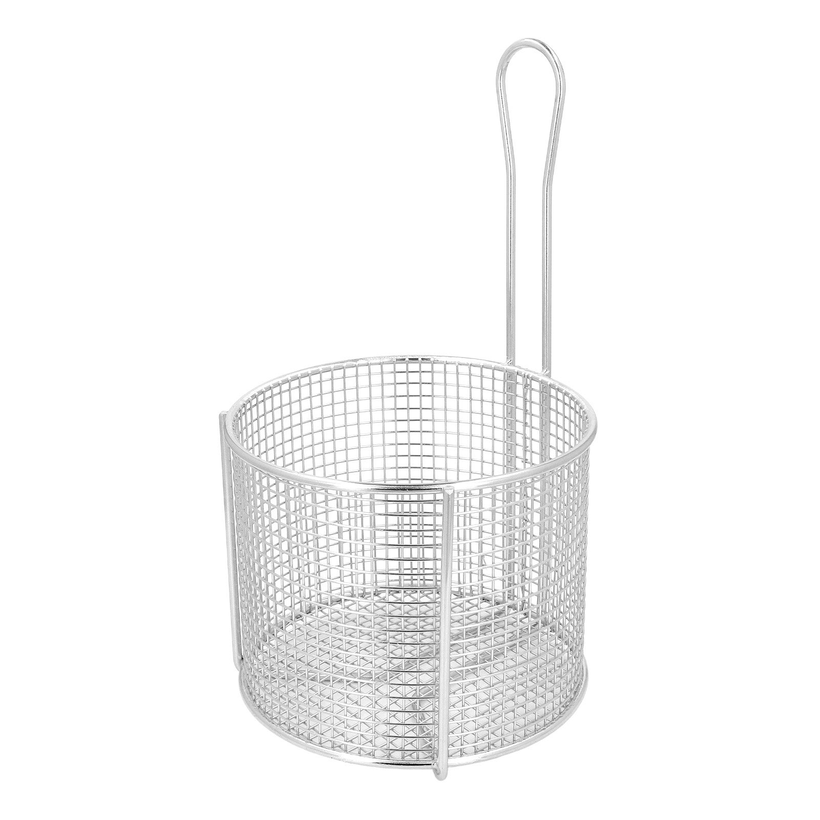 Panier à frites rond réutilisable en acier inoxydable, avec poignée, en ...