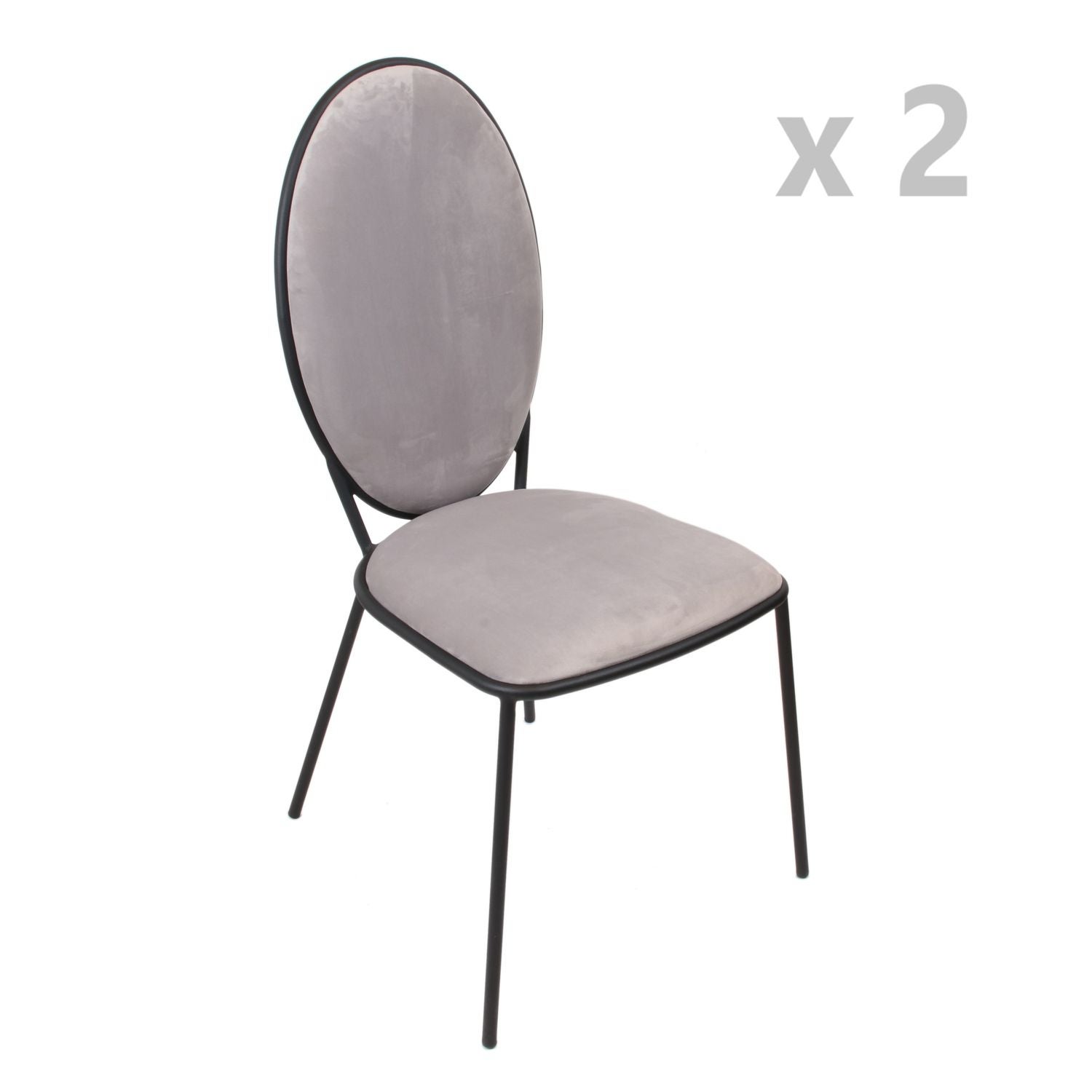 Lot de 2 Chaises en velours Louis - Gris clair | Leroy Merlin