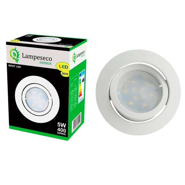 Lot De 2 Spot Led Encastrable Complete Blanc Orientable Lumière Blanc