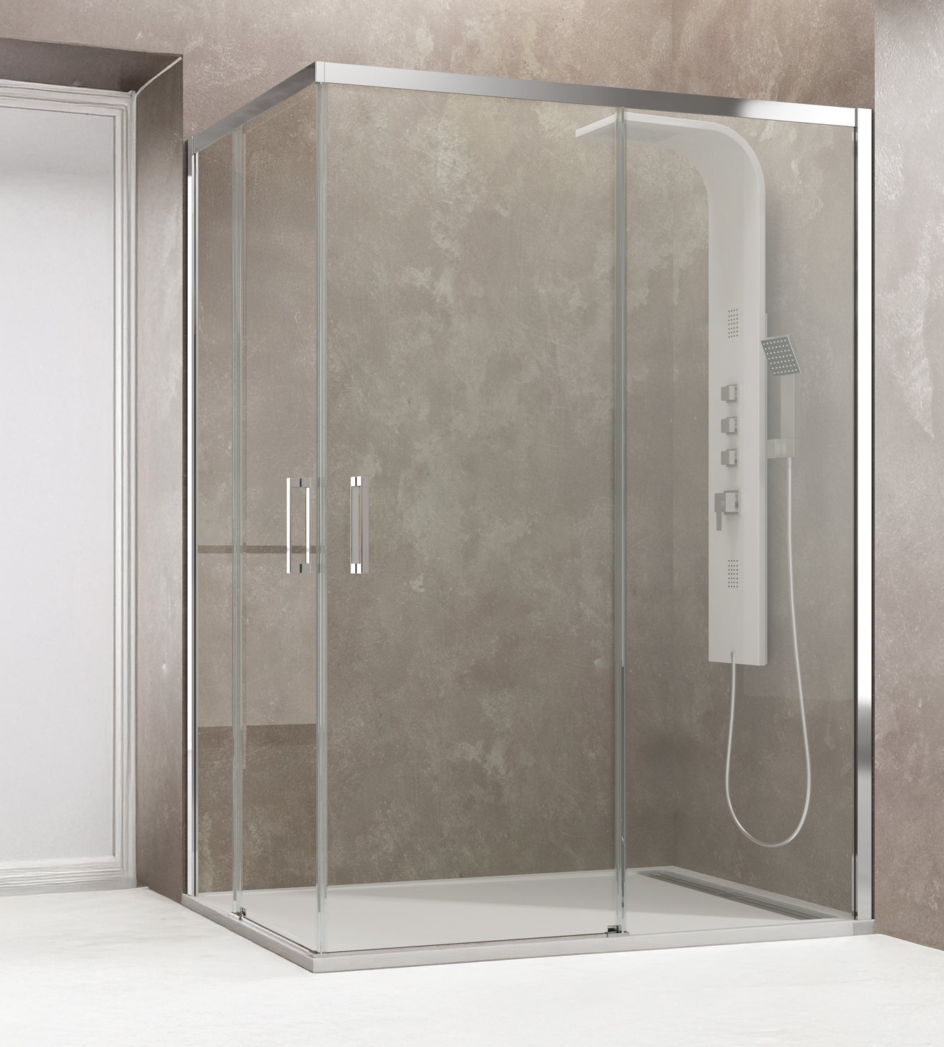 BOX DOCCIA AD ANGOLO. FRONTALE: 144-147 cm + LATERALE: 87-90 cm MODELLO ...