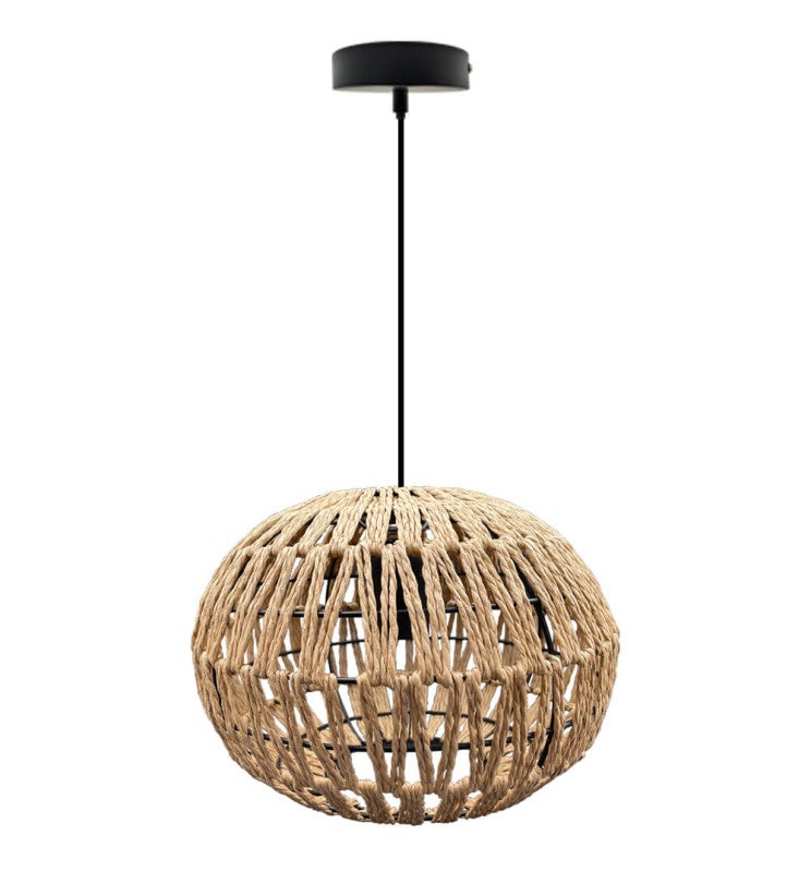 Lámpara Colgante de Mimbre KINNA, casquillo E27, Estilo Natural Nórdico ...