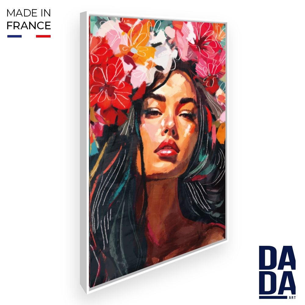 Toile encadrée Fleurie et vibrante / 60x90cm / Cadre Blanc / Fabriqué ...
