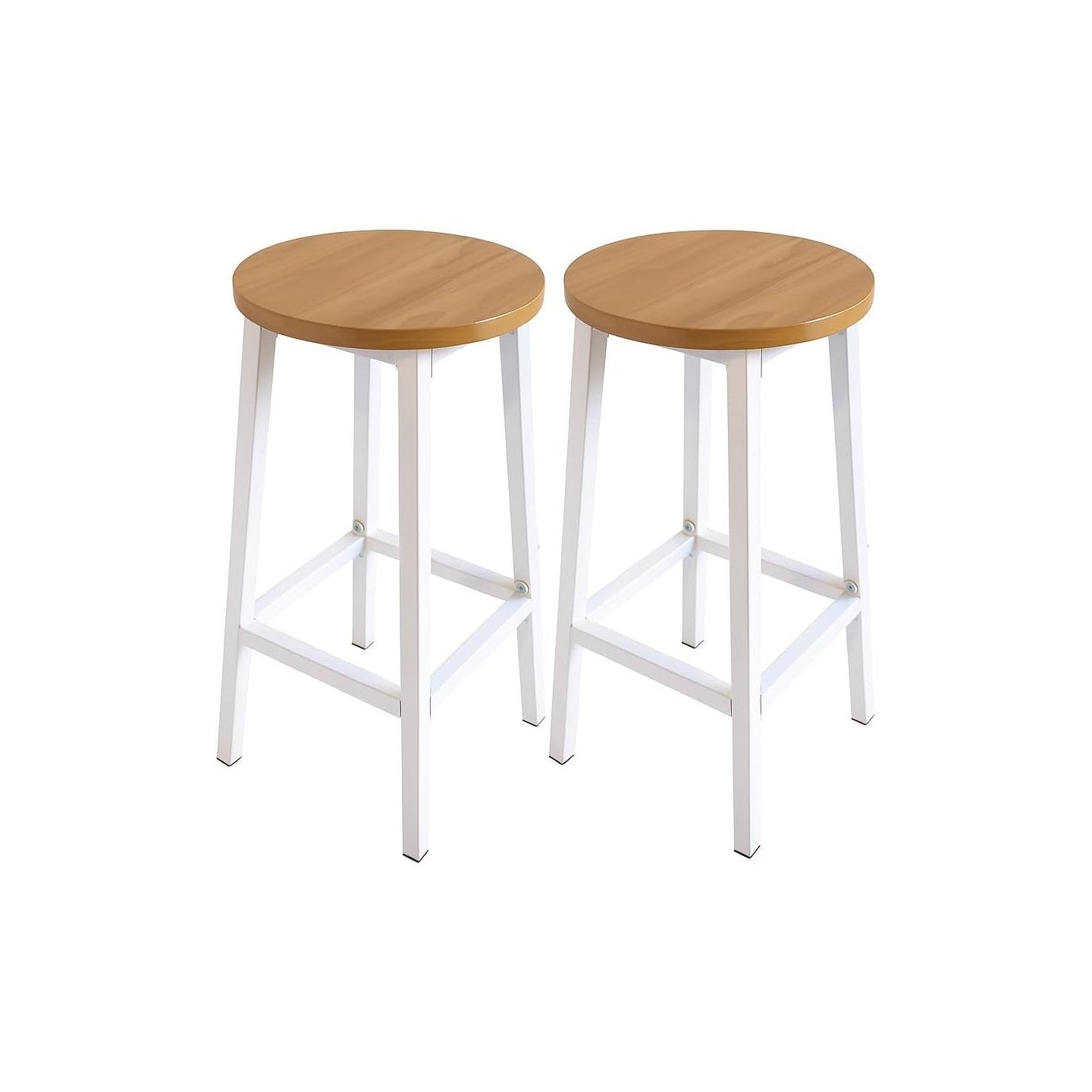 Set di 2 sgabelli da bar senza schienale in legno bianco, 32 x 32 x 65 ...