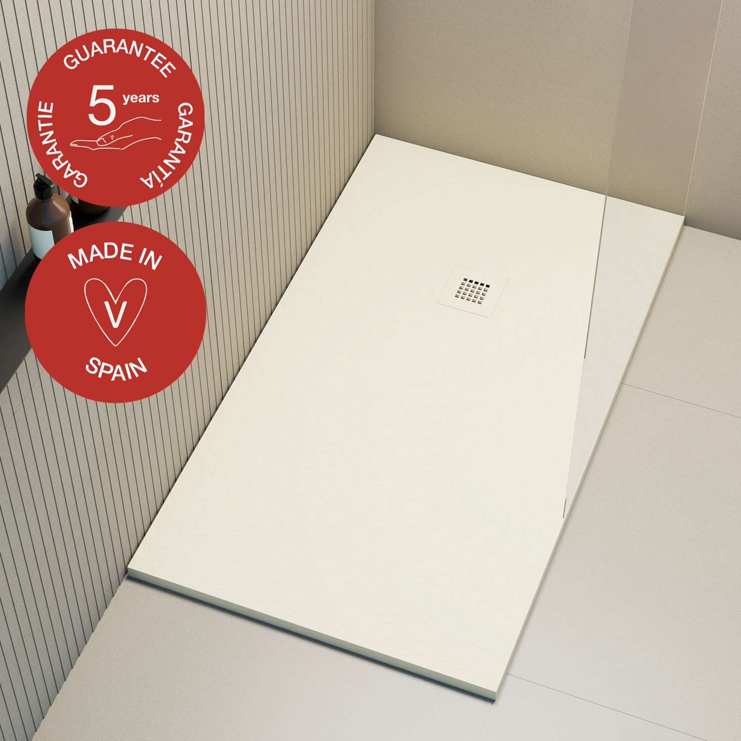 Plato de ducha POALGI - 100x215 cm - Marfil - Serie Hos's - Extraplano ...