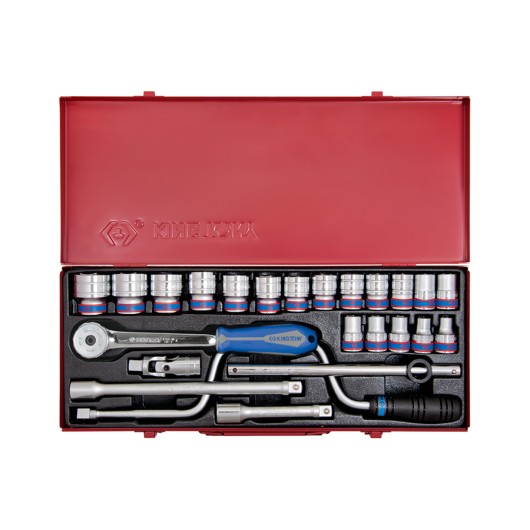 KING TONY - Coffret 1/2" 24 pièces douilles + accessoires 10 à 32mm | Leroy Merlin