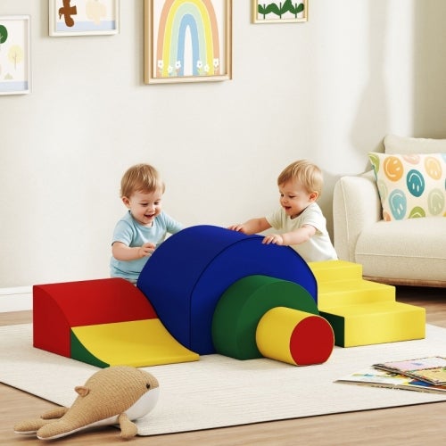 Set de 5 blocs doux pour bébé et enfant, mousse et similicuir, formes ...