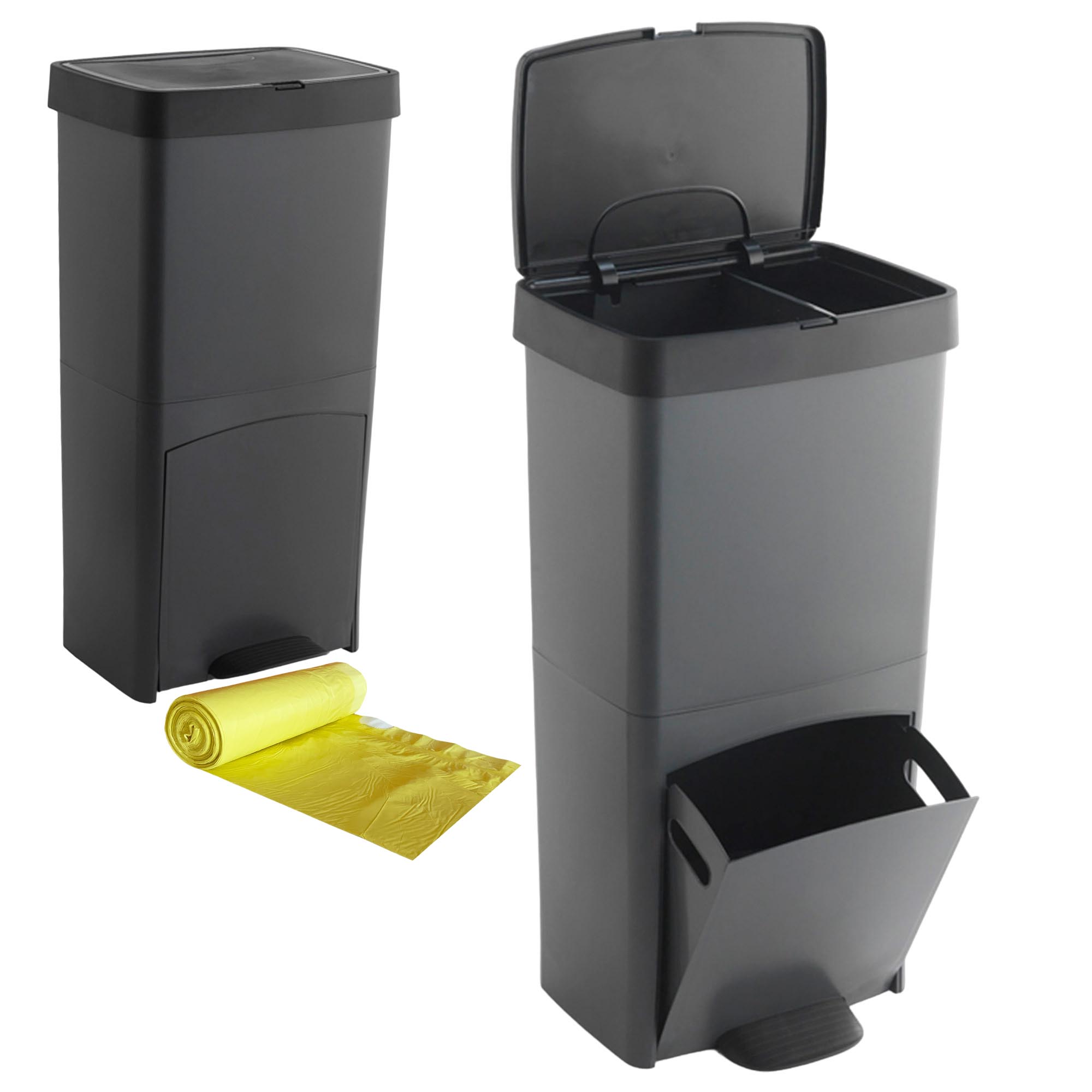 Cubo de basura 70L de 2 Compartimentos INCLUYE 75 bolsas de basura 30L | Leroy Merlin