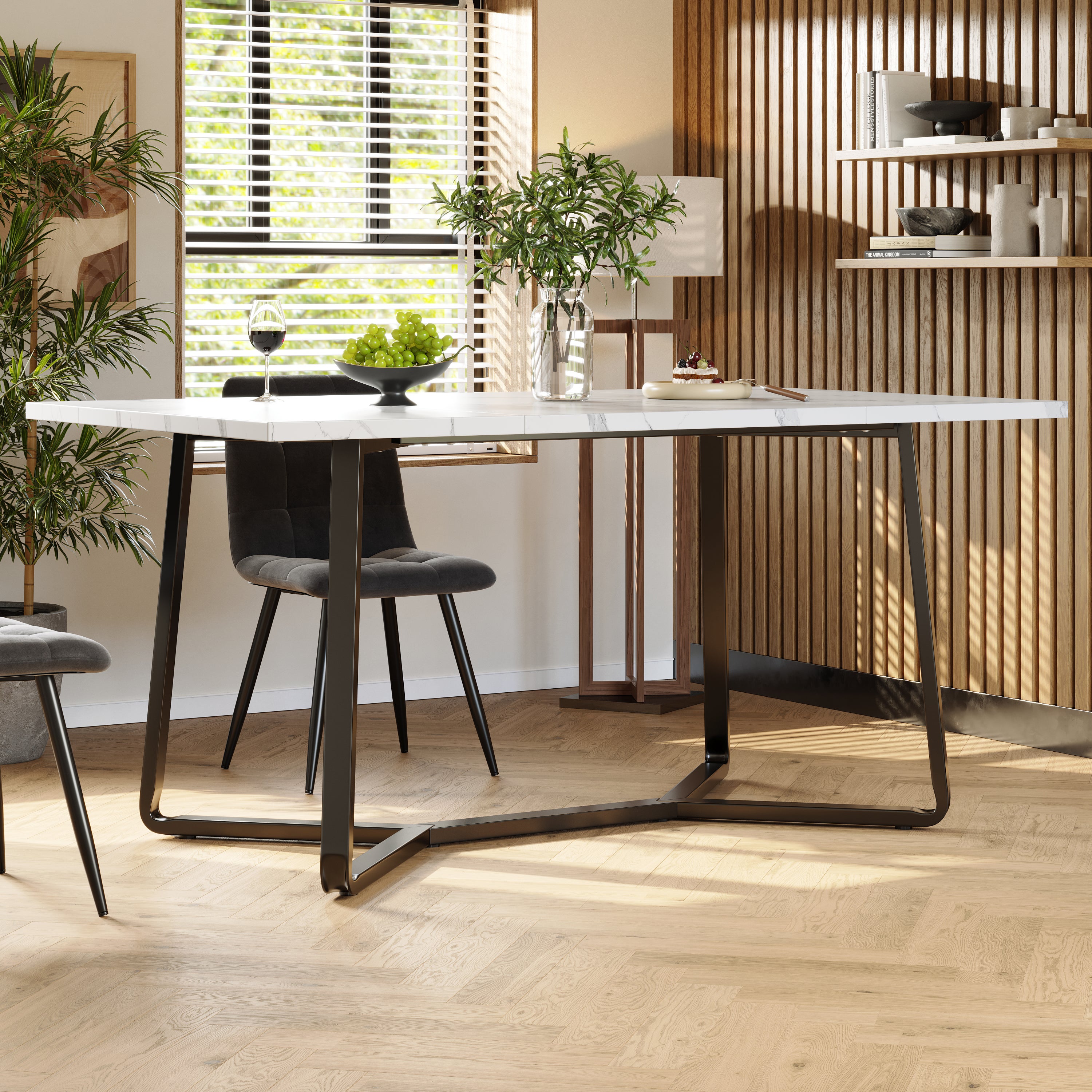 Table À Manger Ronde , Avec Pieds Noirs Et Plateau MDF, Pour 4,6 ...