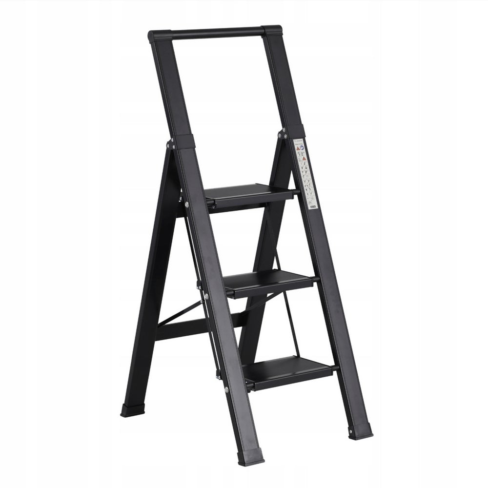 Scala piatta 3 Gradini in alluminio nera antiscivolo uso domestico 150 ...