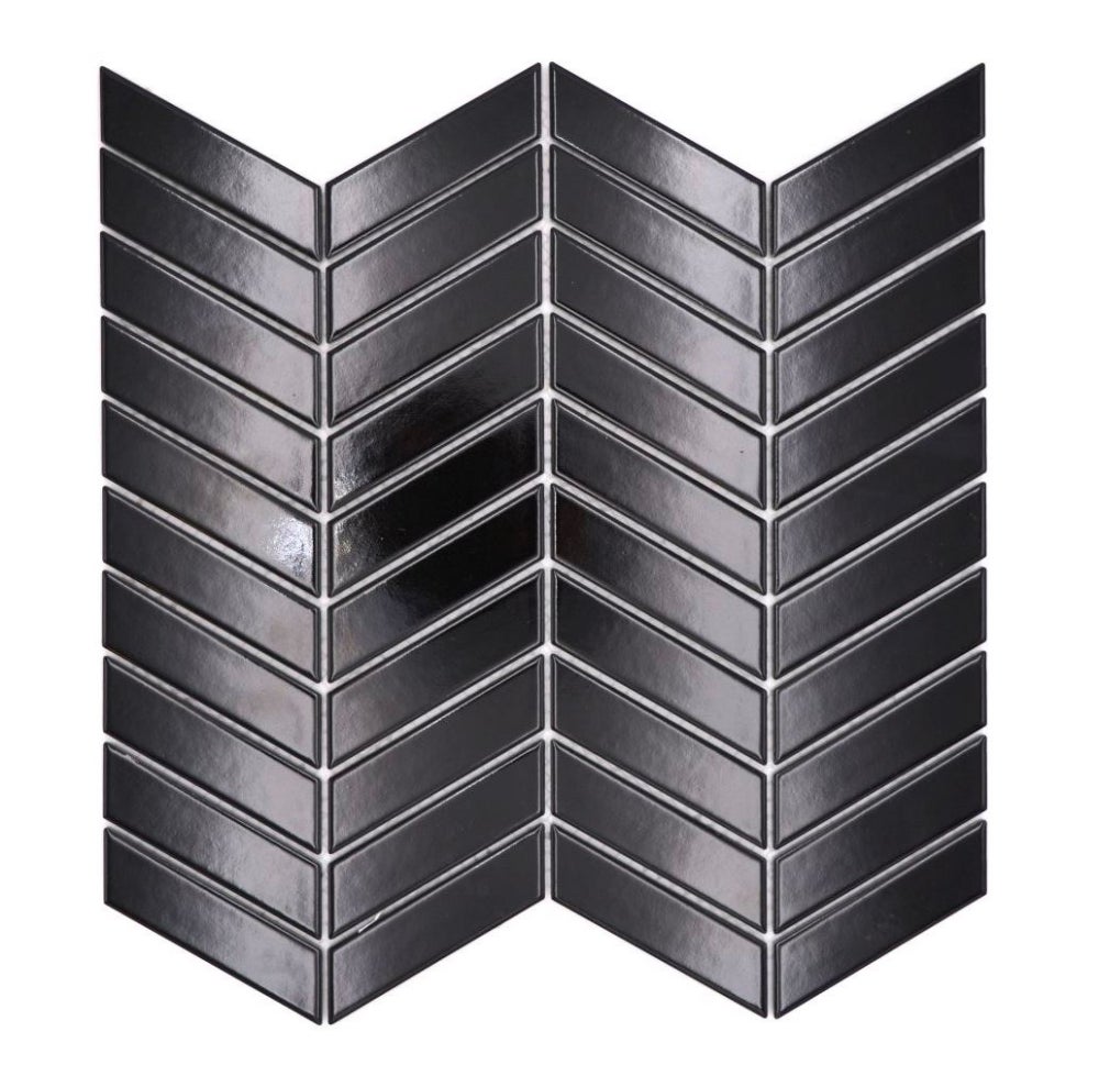 Mosaïque à chevrons en céramique noire lisse avec effet de flèche ...