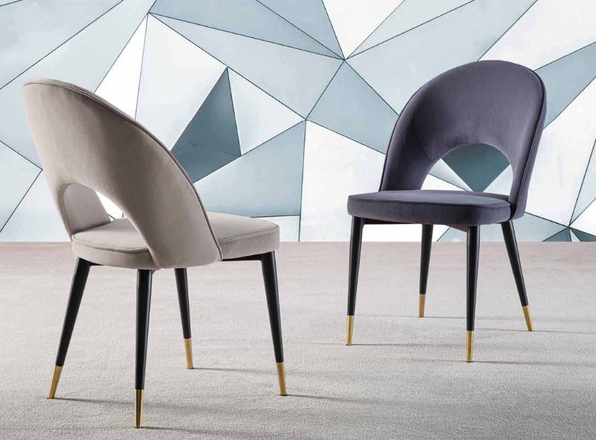 Chaise design velours et pieds métal noir Maryz - Lot de 4-Couleur Gris ...