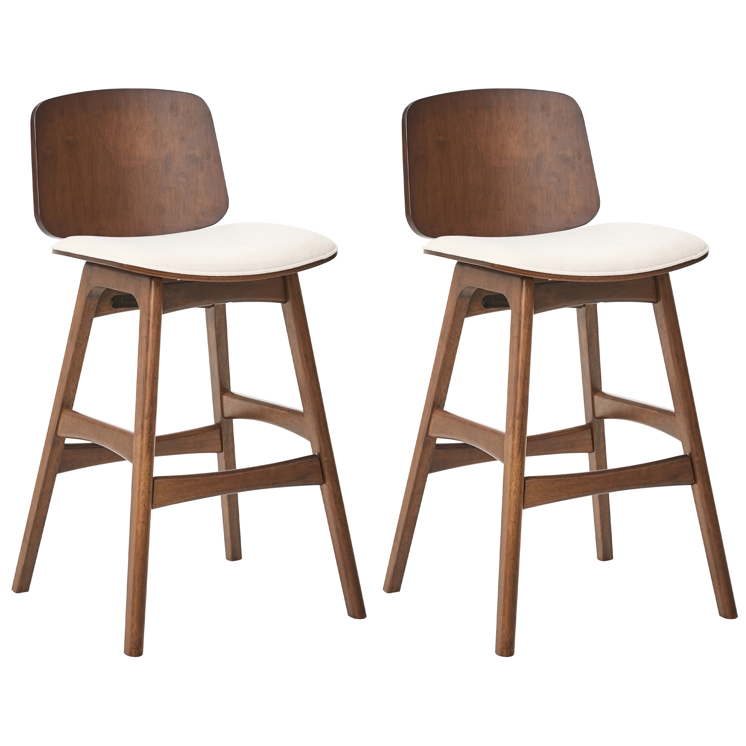 Lot de 2 chaises de bar CHARLESTON Bois Marron/beige clair | Leroy Merlin