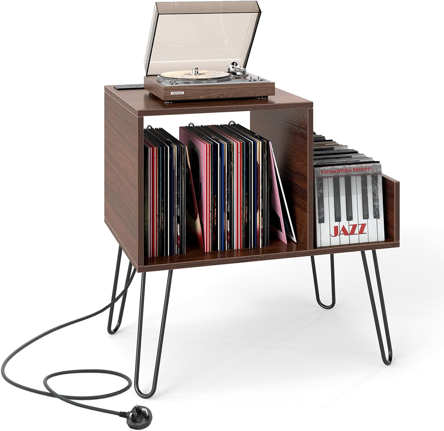 Meuble Tourne-Disque Vinyle avec Prise, Support Tourne-disque pour 145 ...