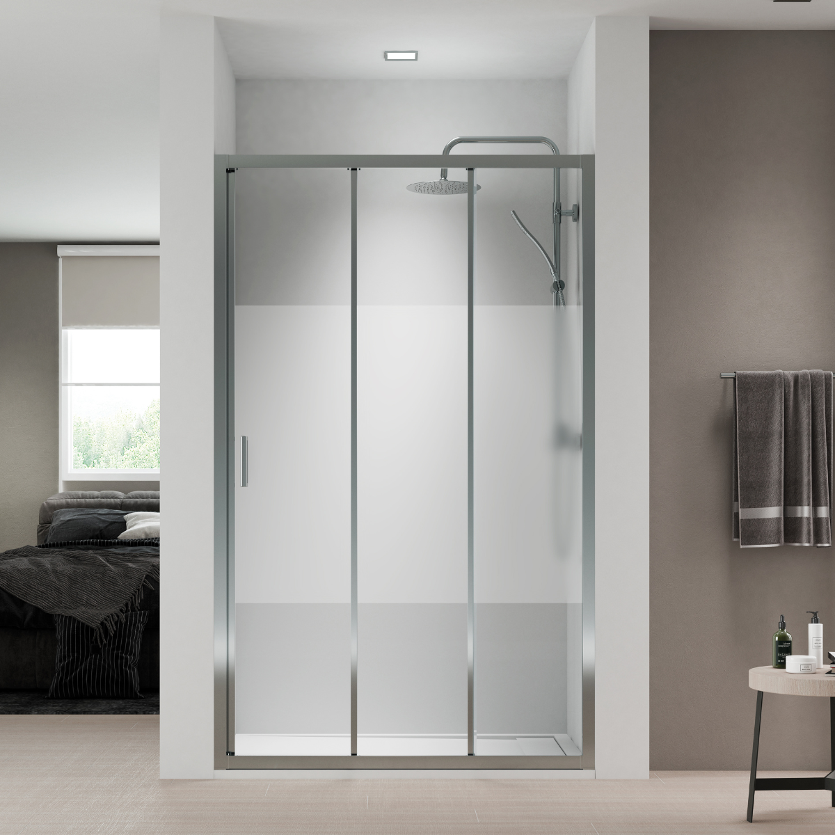 Paroi de Douche Frontale 3 Vitres | Verre Trempé 5mm Antical ...