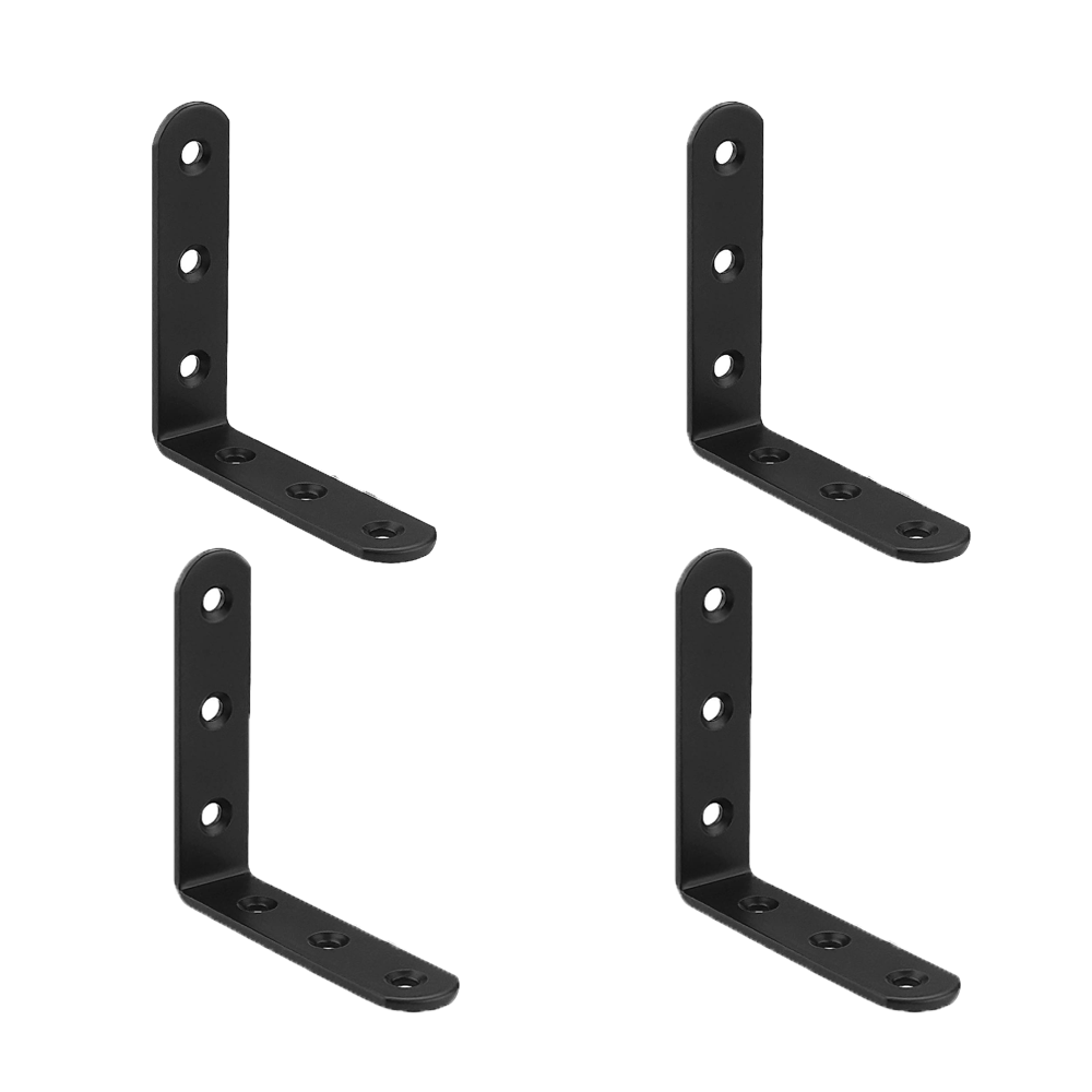 4pcs Équerre de Fixation Noir en Métal 100x100mm, 90 Degrés Equerre de ...