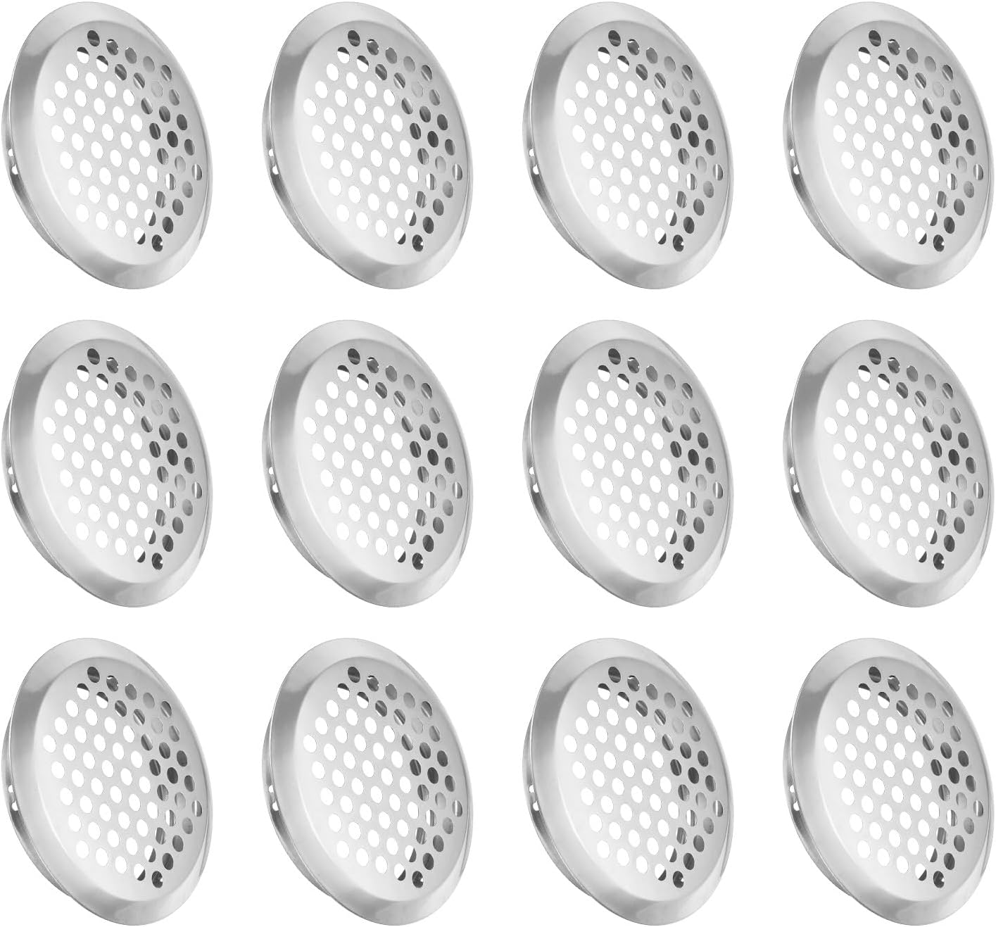 Ensemble de 12 grilles de ventilation rondes en acier inoxydable, trous ...