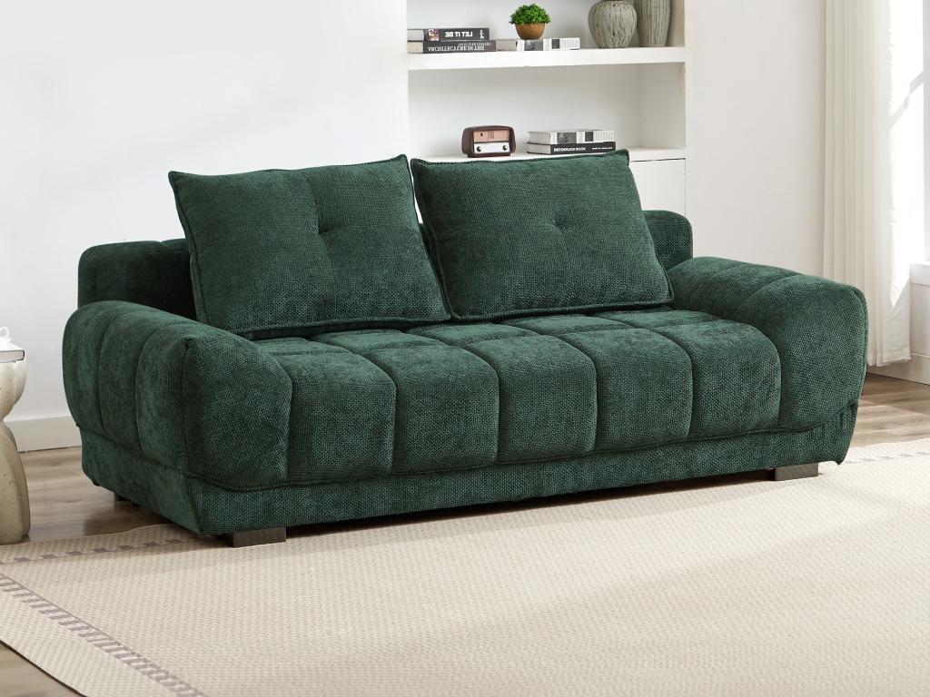 Canapé 3 places convertible en tissu vert FERLI | Leroy Merlin