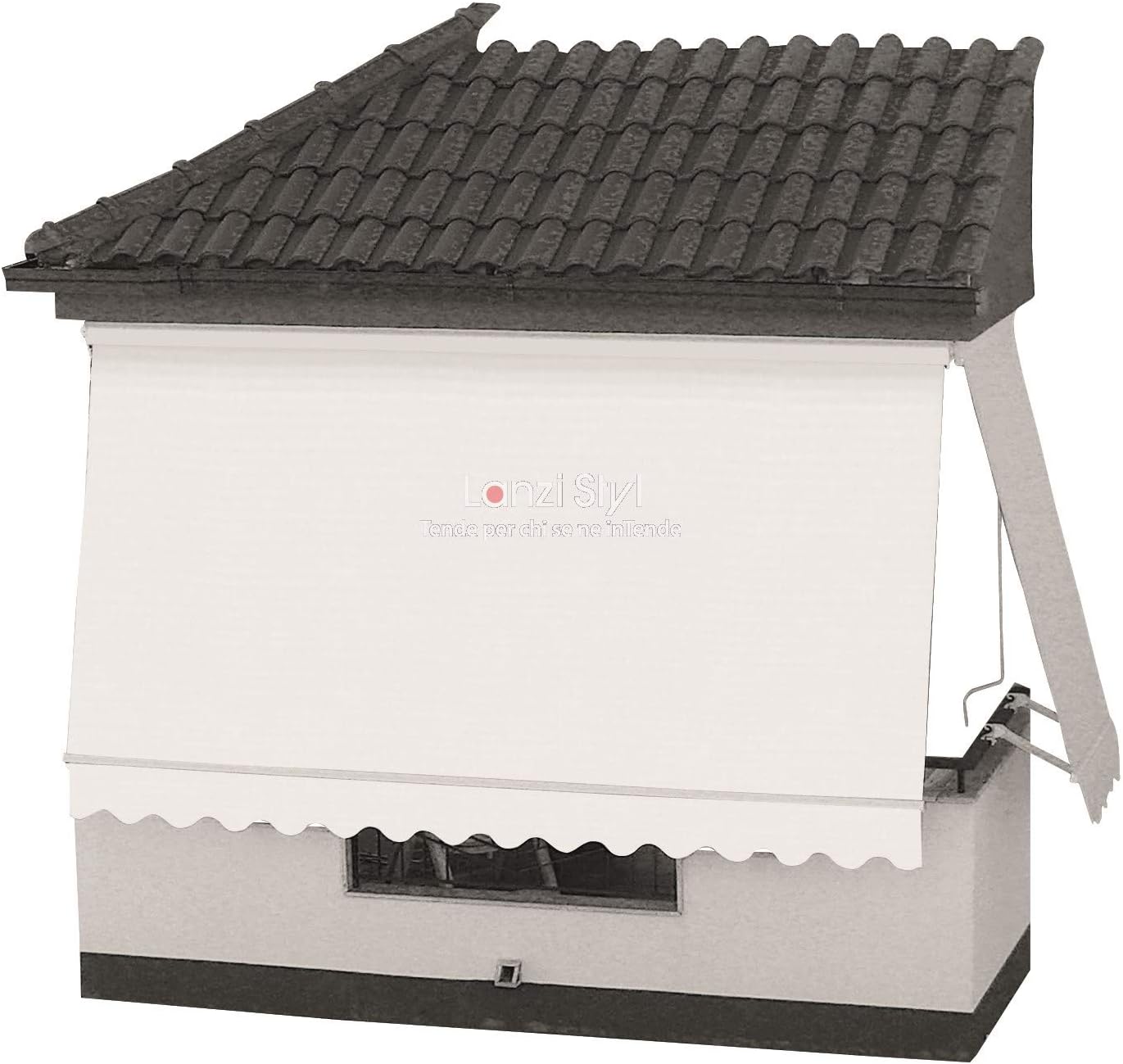 Store banne déroulant(L 300 cm x H de 260 cm - Blanc 15) avec coffre de ...