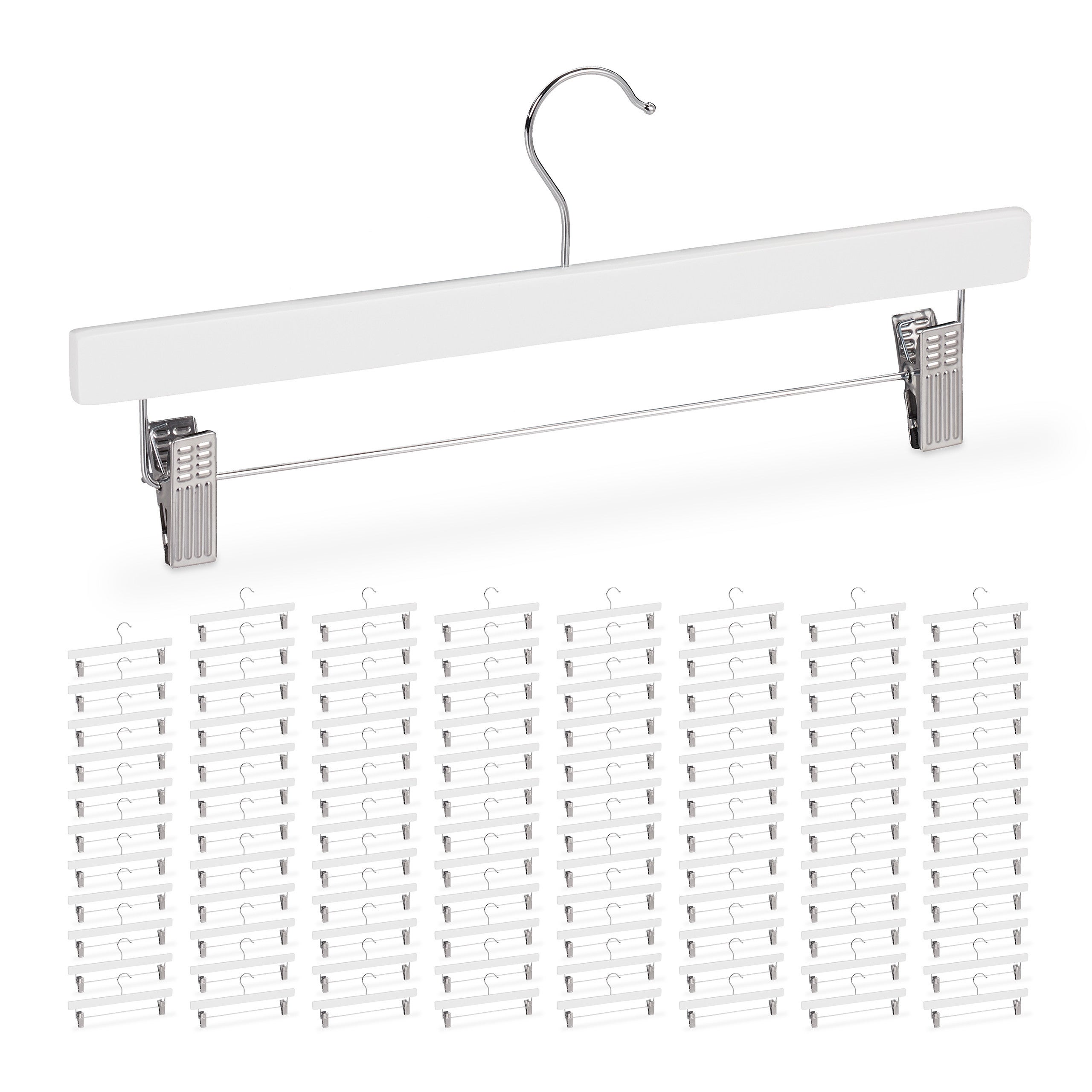 96 x Perchas Madera Pantalones, Pinzas Ajustables con Goma, Gancho ...