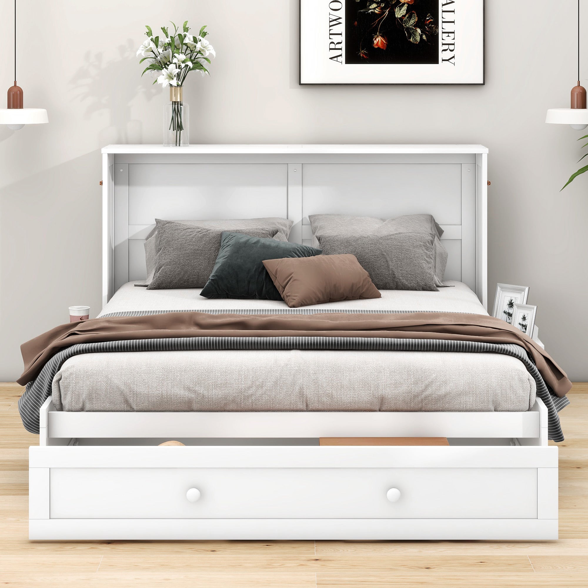 Lit avec tiroirs lit escamotable mobile lit plateforme convertible 140 ...