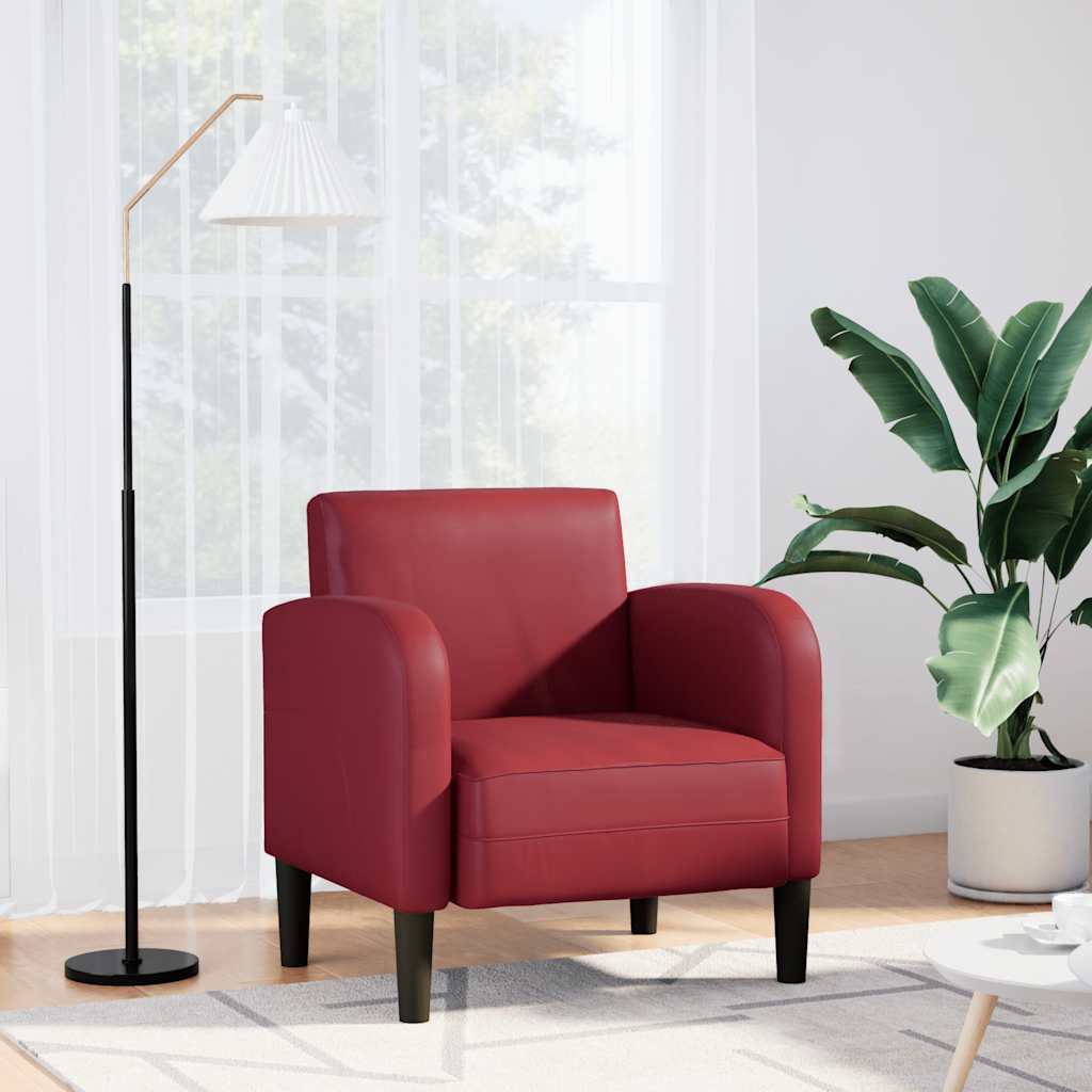 Sillón con reposabrazos color rojo vino 54 cm cuero sintética vidaXL ...