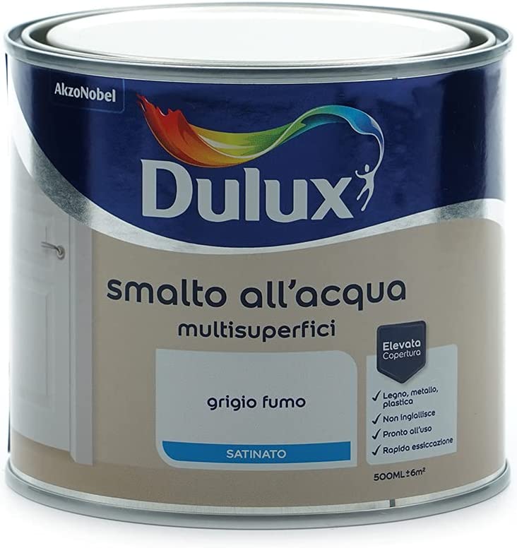 ESMALTE MULTISUPERFICIE PARA INTERIOR Y EXTERIOR 500ML GRIS HUMO DULUX ...