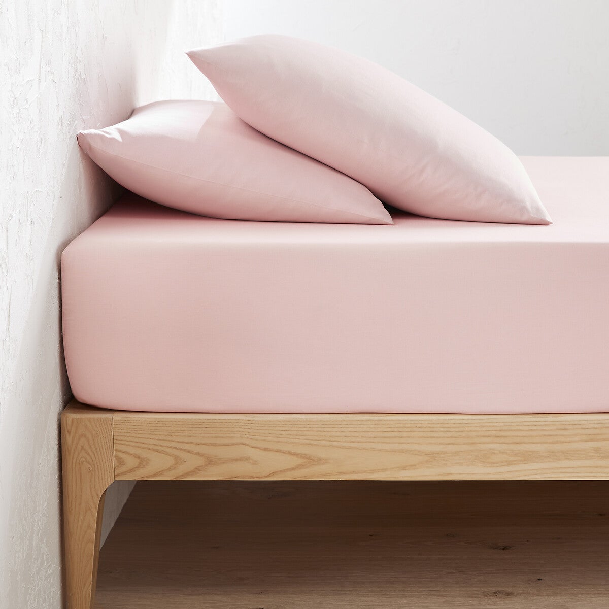 Drap housse uni coton bio, bonnet 30cm, Scenario - Rose pétale - 180 x ...