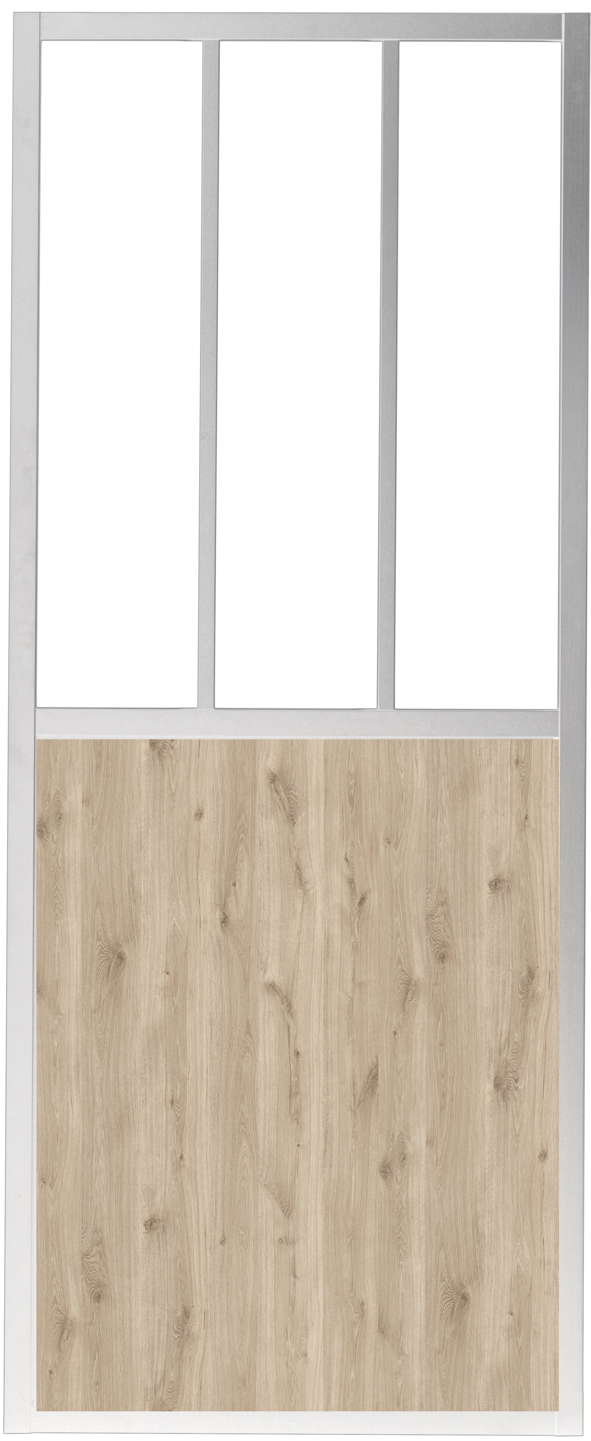 Kit porte en applique Atelier blanc chêne terra cadre aluminium verre ...