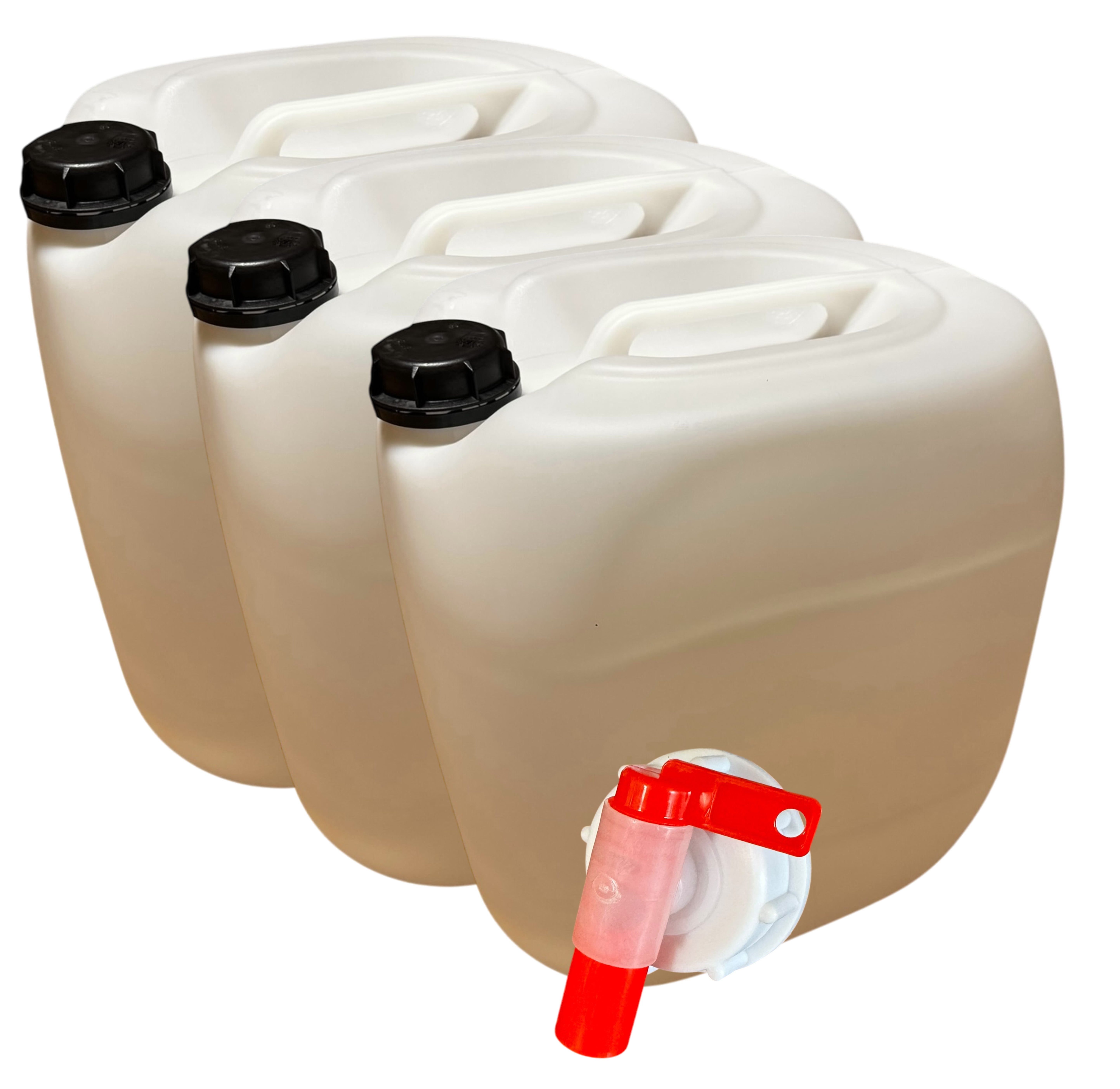 3x Bidon Jerrican Plastique 30 L litres Blanc Bouchon DIN 61 Liquides ...