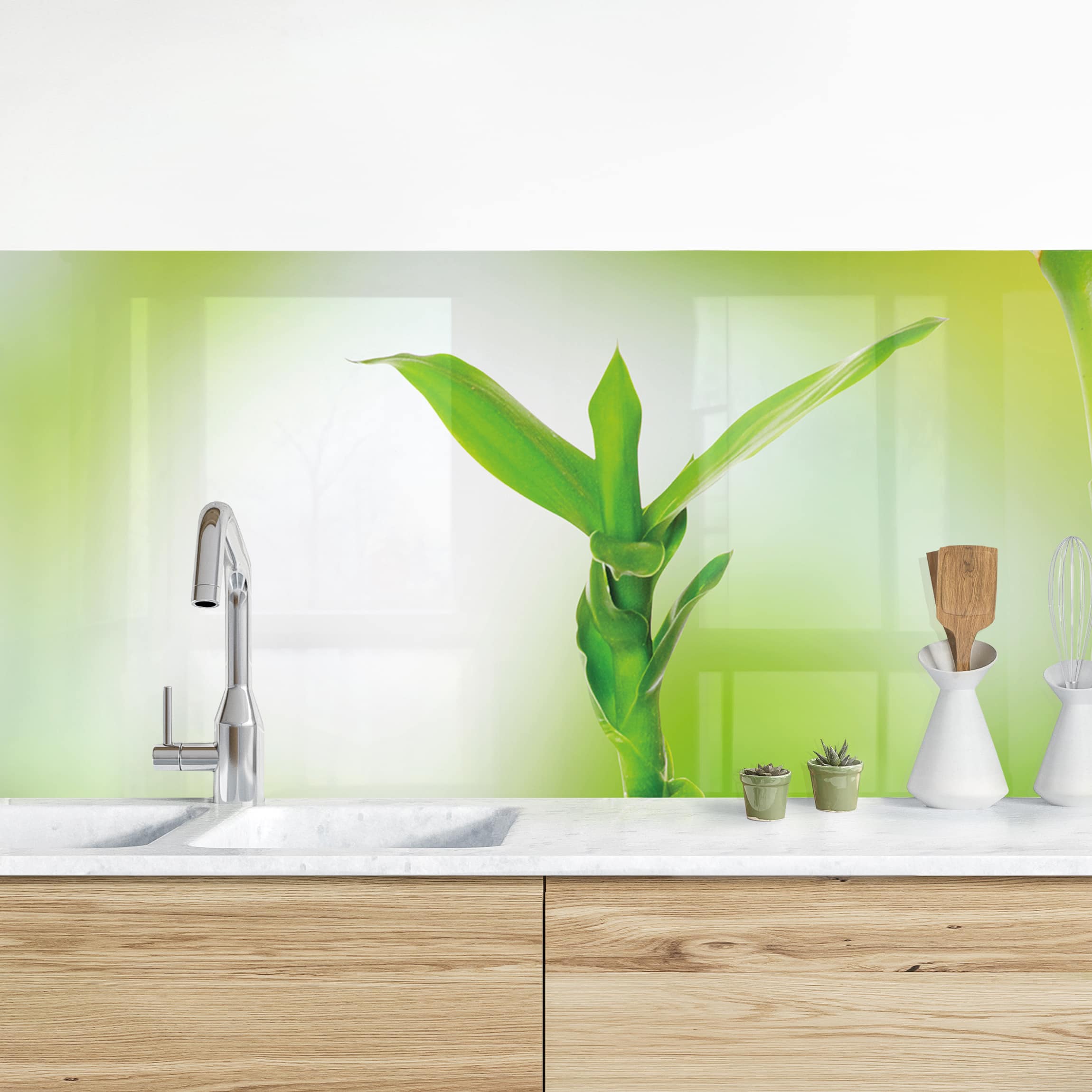 Crédence cuisine - bambou vert 140 x 40 cm | Leroy Merlin