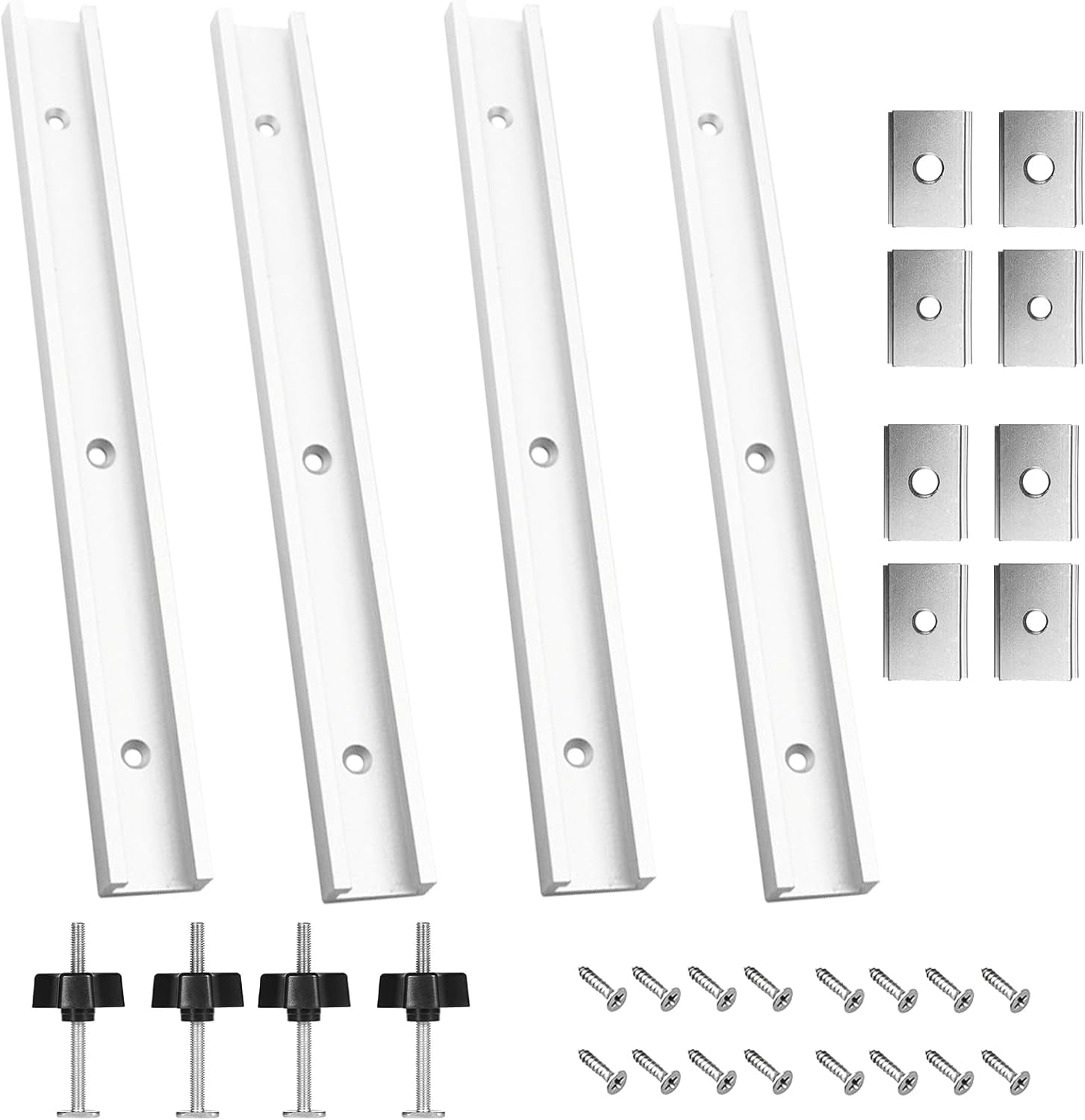 Lot de 4 Rails de Guidage en T Aluminium 400 mm avec Écrous M6 et M8 ...