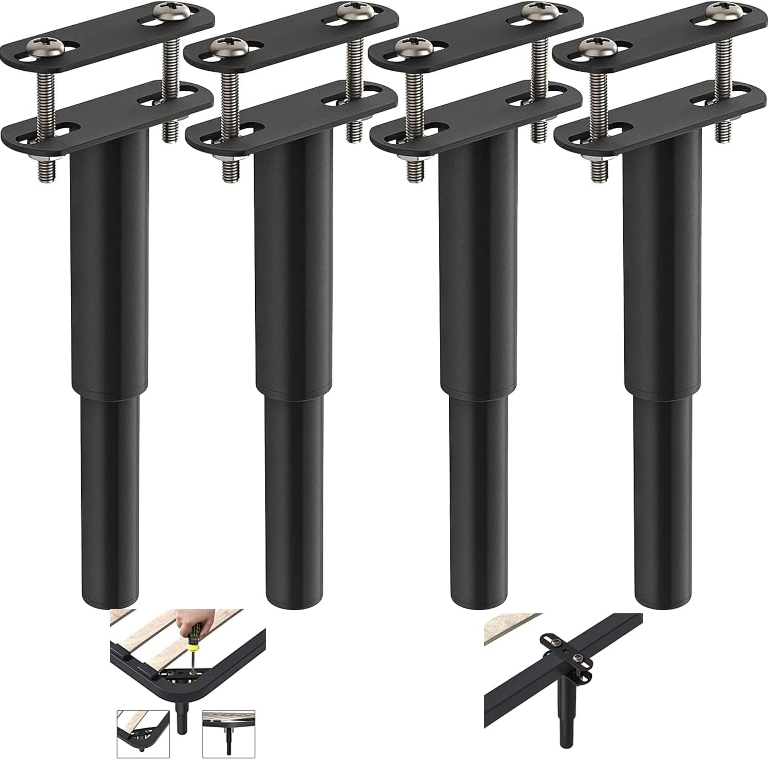 4 pcs Pieds de lit réglables en métal rétractables de 18 à 33 cm - pour ...