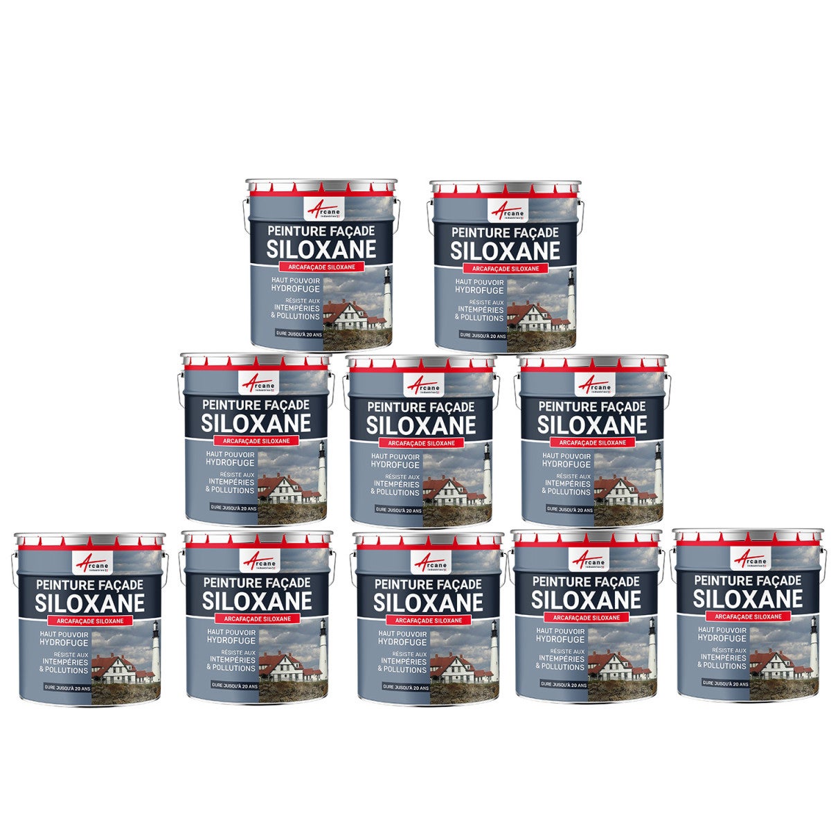 Peinture Facade Siloxane Hydrofuge - ARCAFACADE SILOXANE - 10 x 10 L ...