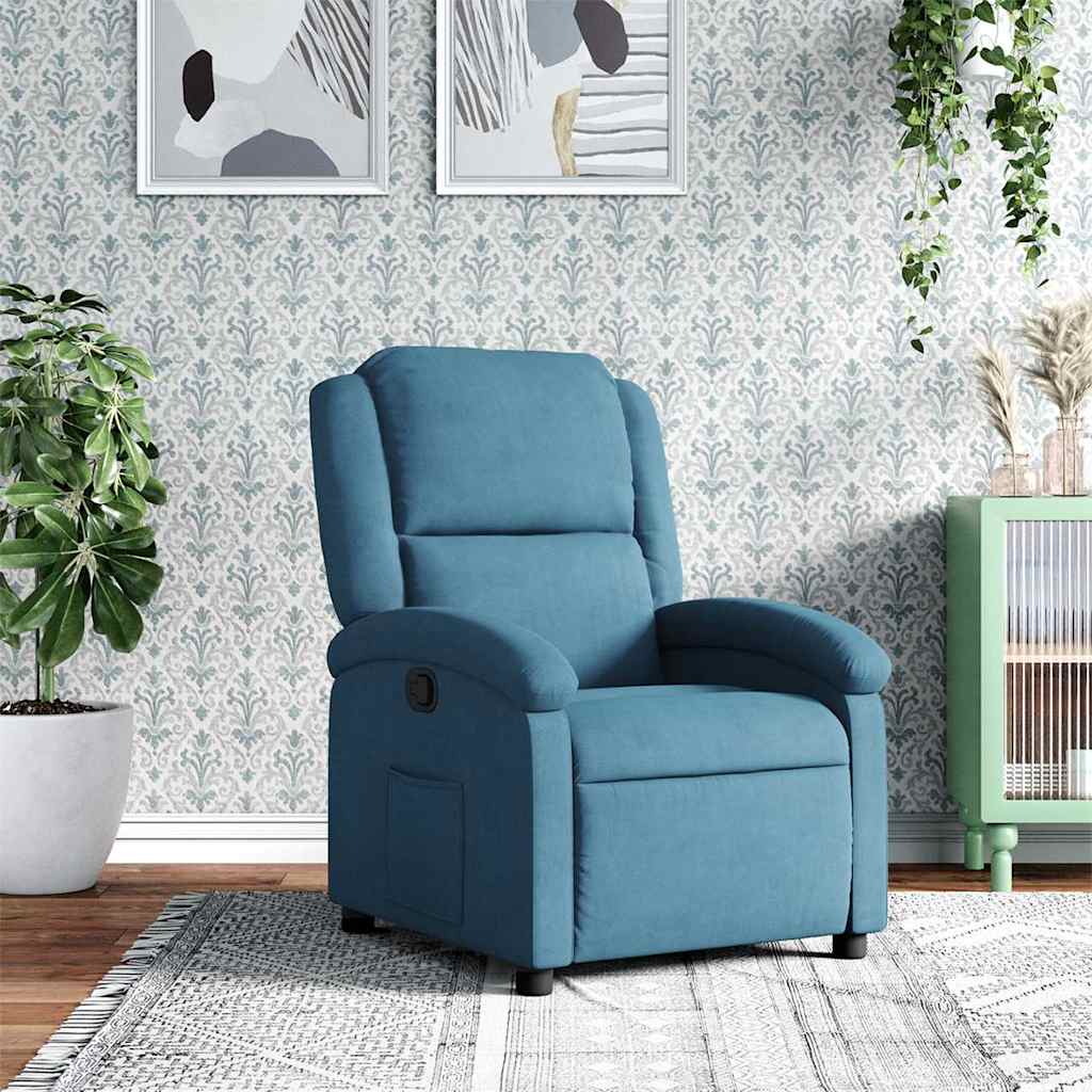 Sillón reclinable de terciopelo azul | Leroy Merlin