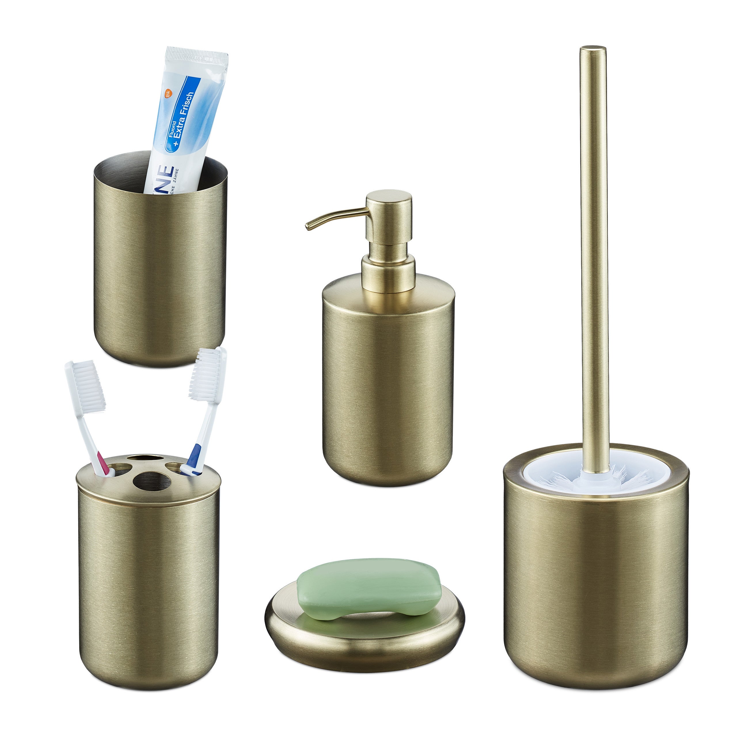 Relaxdays Set Bagno Completo 5 Accessori, Kit WC Acciaio Inox ...