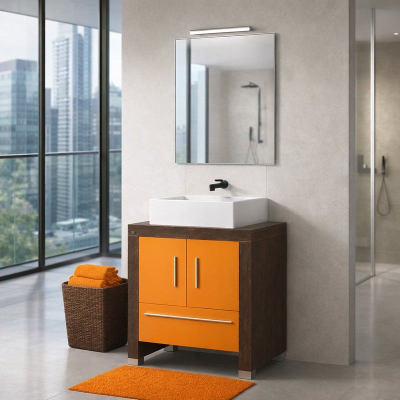 MUEBLE DE BAÑO MODELO KOLOR 69 CM 2 PUERTAS Y 1 CAJÓN WENGUE-NARANJA ...
