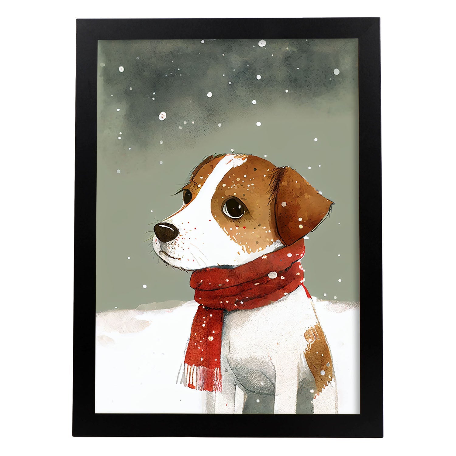 Chien Affiche Dans Un Style Aquarelle Illustrations De Bébés Animaux ...