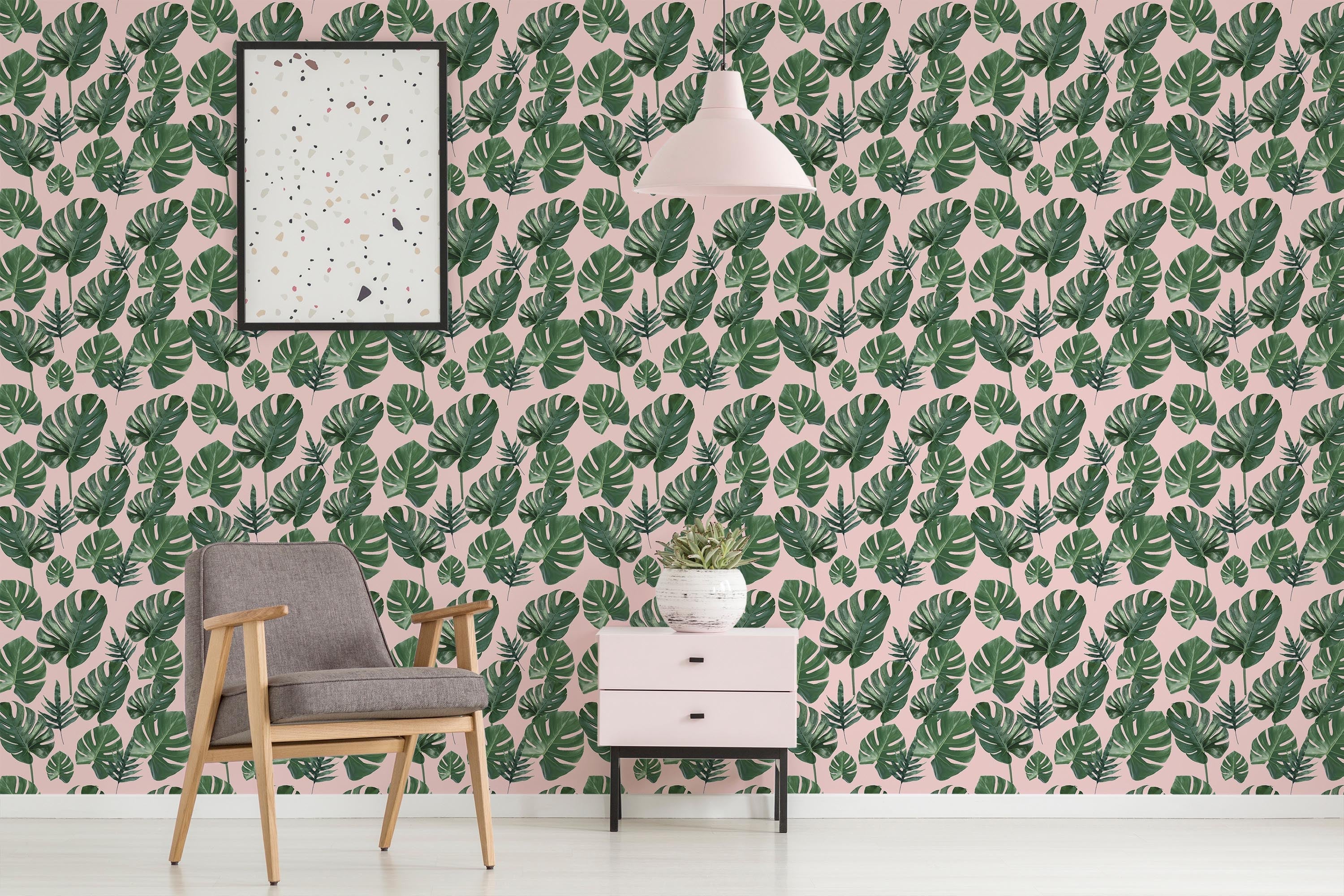 Blush Leaves Wallpaper | Leroy Merlin