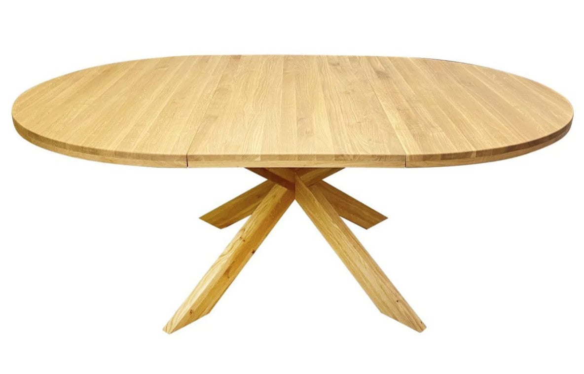 Table extensible ronde en bois de chêne miel Boris 140-190cm | Leroy Merlin