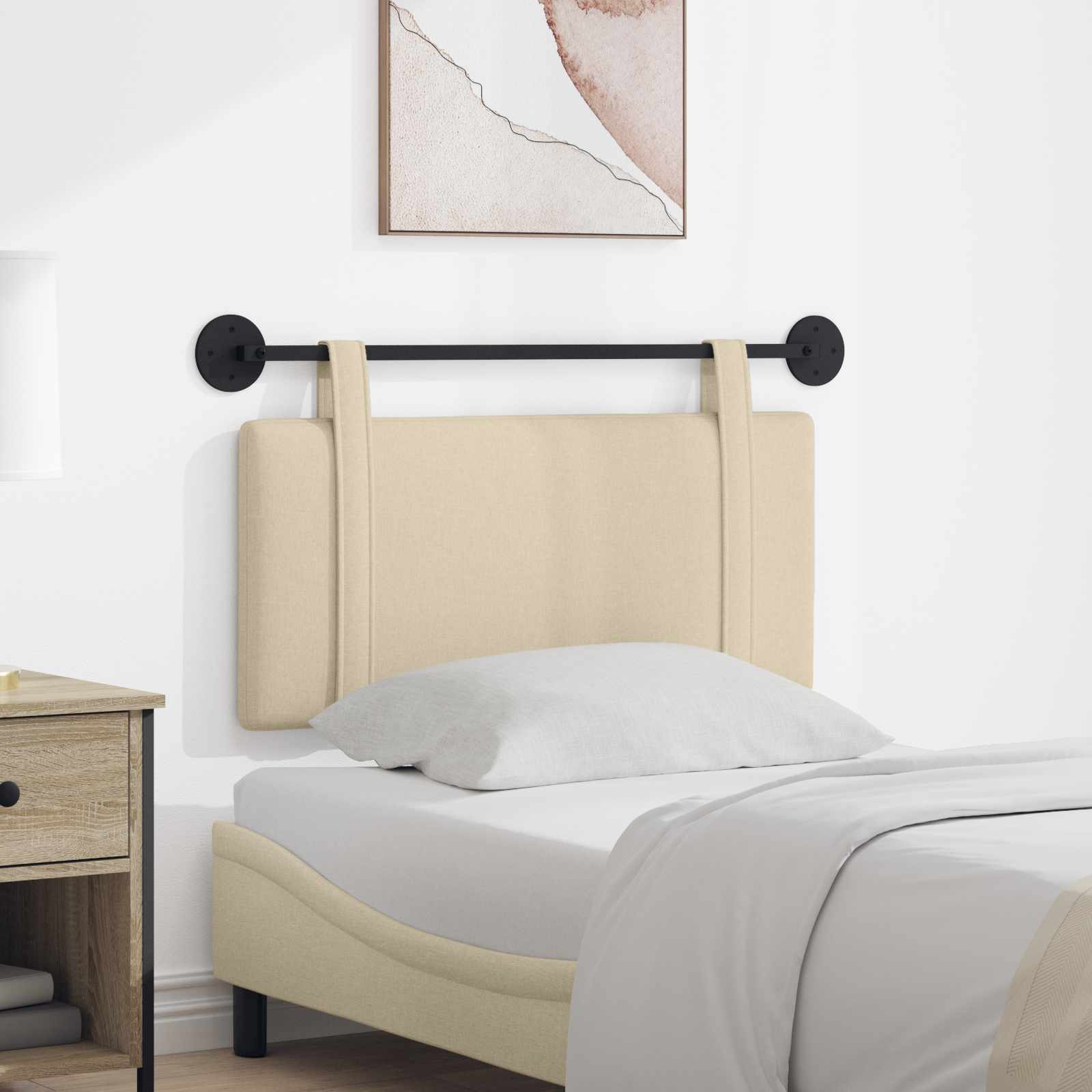 Tête de lit suspendue Crème tissu | Leroy Merlin