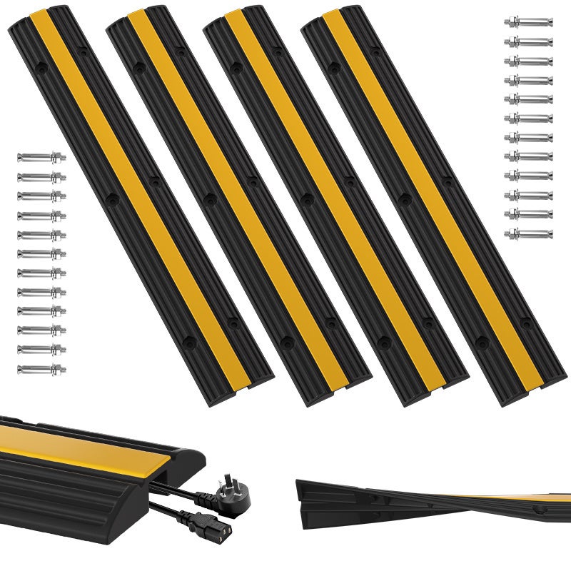 4X Rampe de Protection de Câble Caoutchouc 100 cm Goulotte au sol ...