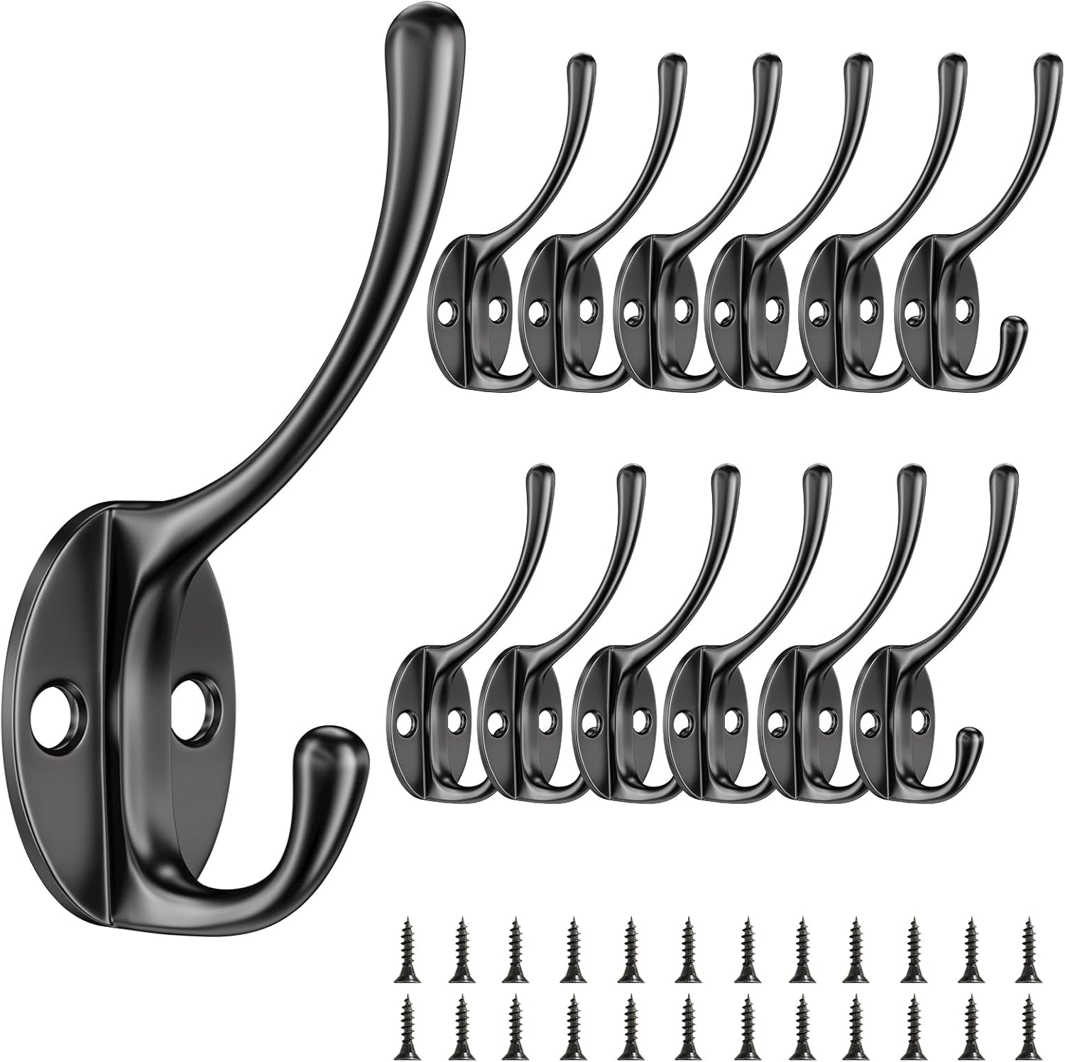 Lot de 12 crochets muraux, patères, patères en métal avec vis pour ...
