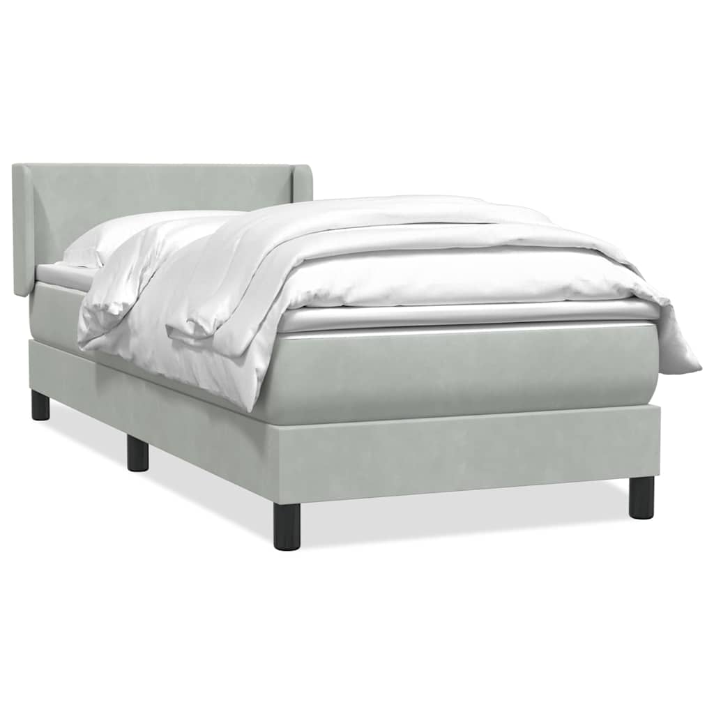 Cama box spring con colchón terciopelo gris claro 80x210 cm | Leroy Merlin