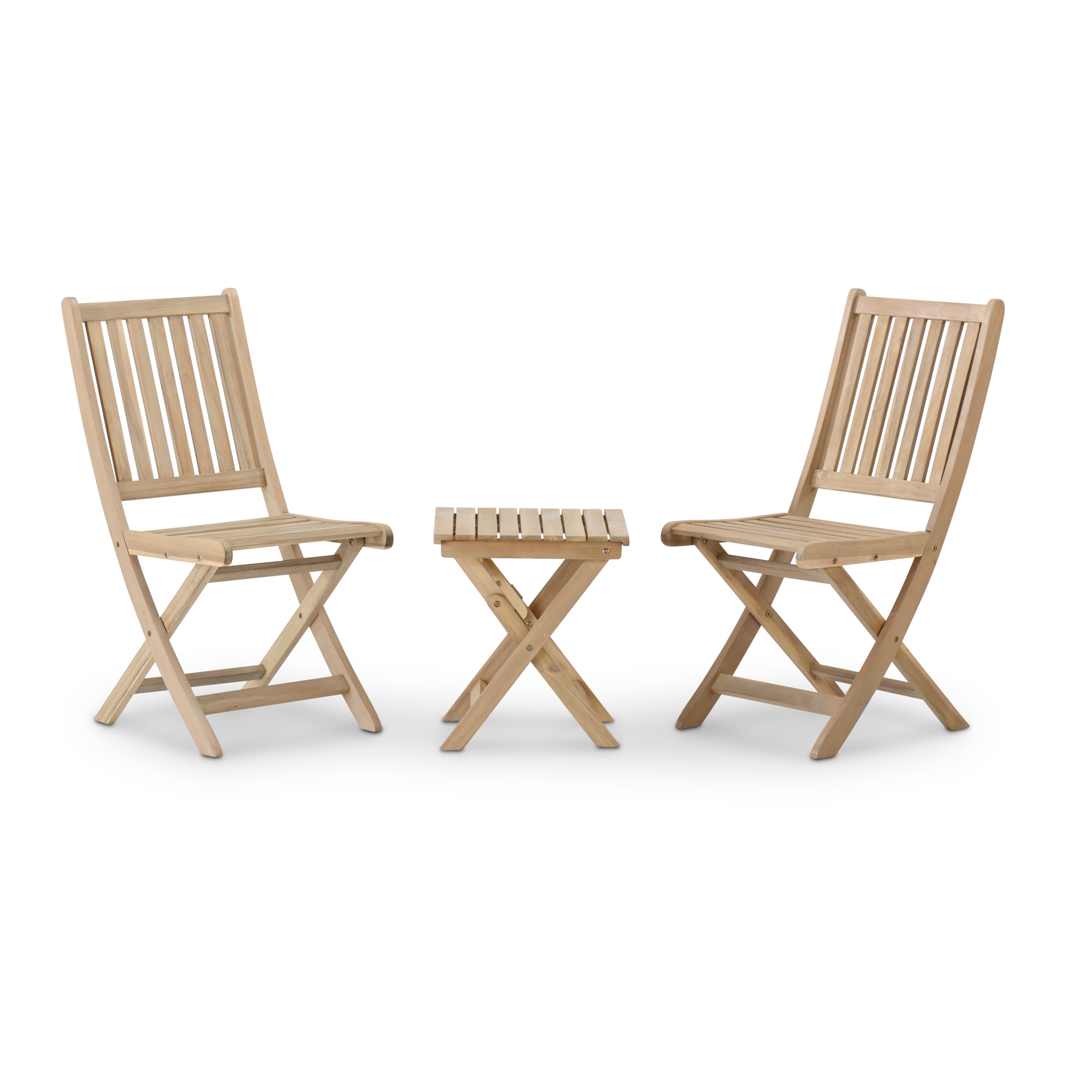 Conjunto de balcón terraza mesita auxiliar baja 40x40x45cm + 2 sillas sin brazos - Java Light ...