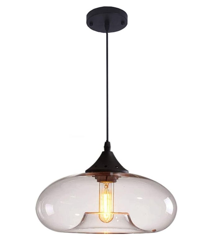 Lustre rond en verre coloré de style industriel rétro avec lumière ...