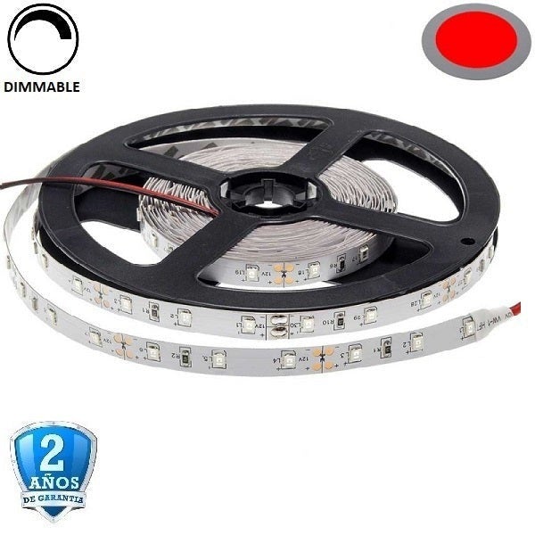 Ruban LED 14,4W/m DC12V 60LED/m longueur 5m - Rouge | Leroy Merlin