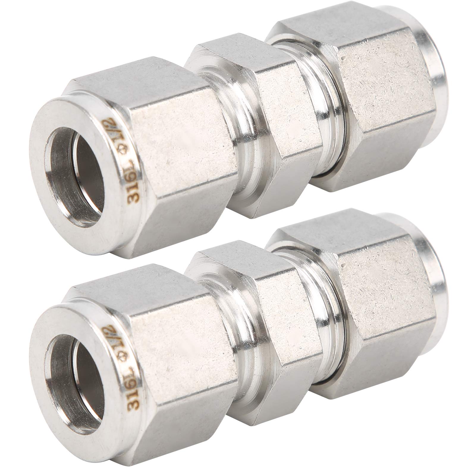 Lot de 2 raccords à compression en acier inoxydable 316, adaptateur de tube à double virole ...